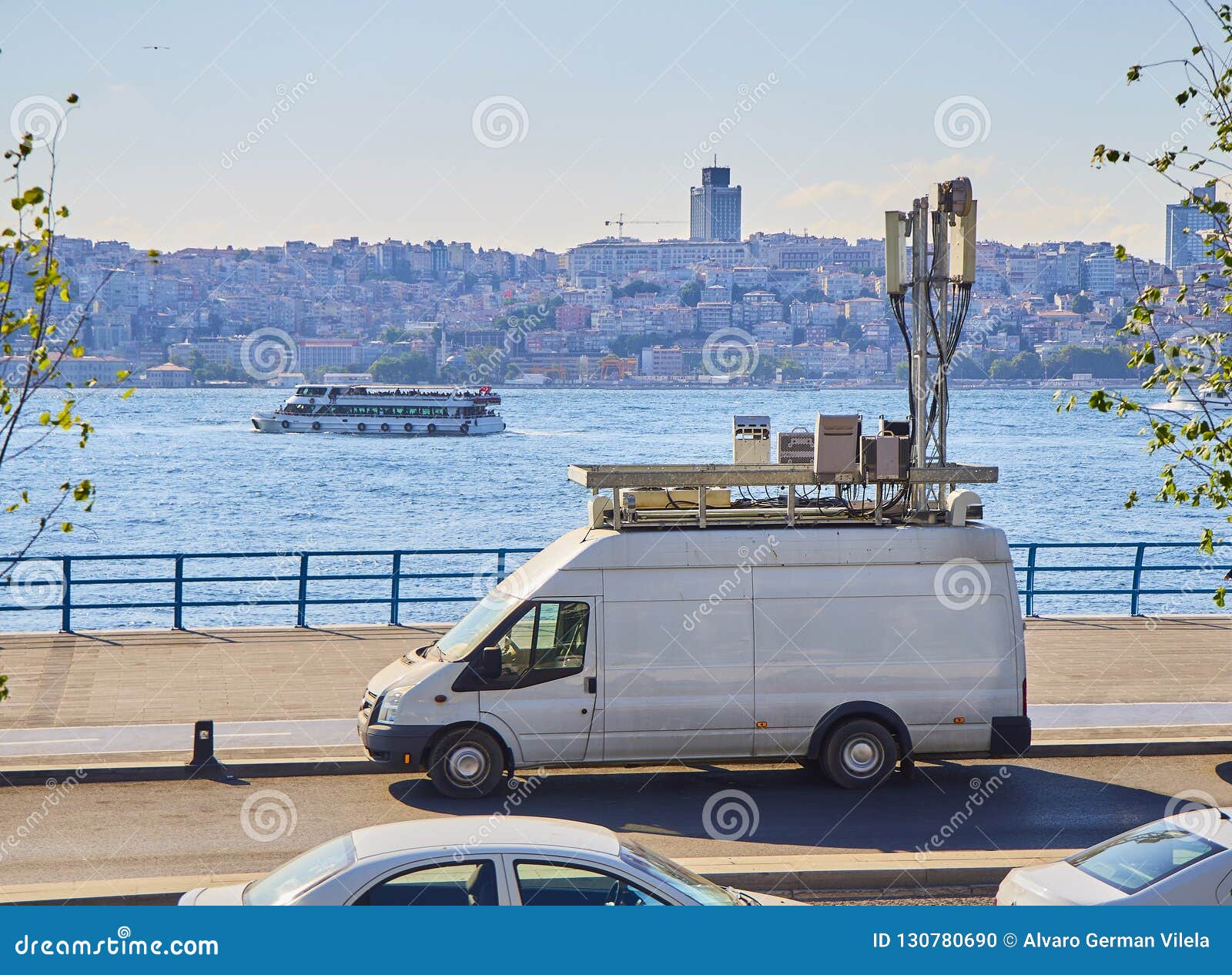 A Van with Mobile Communications Network Antennas. Stock Photo - Image ...
