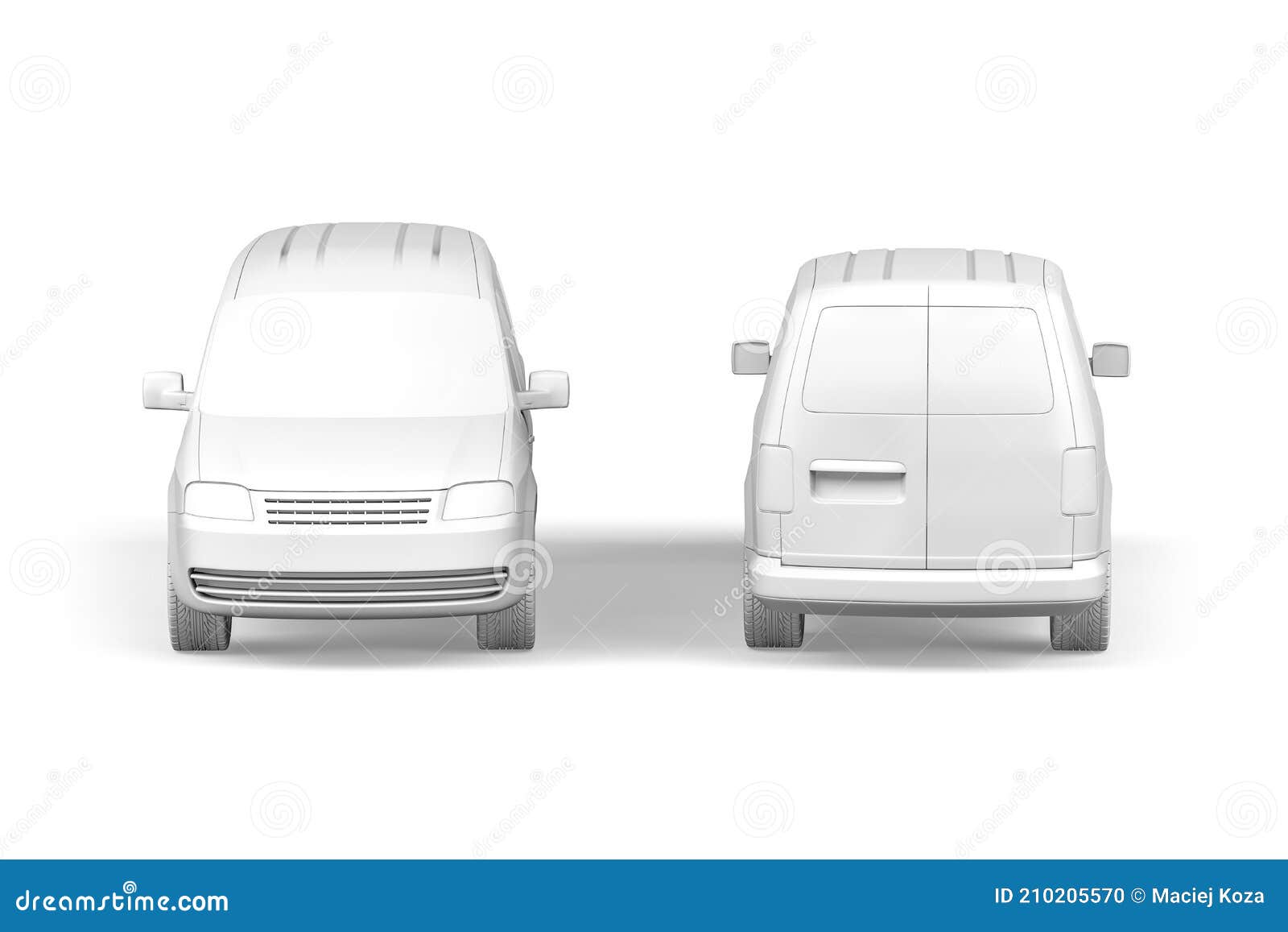 Van Mockup on White Background - Front and Back View Stock Illustration ...