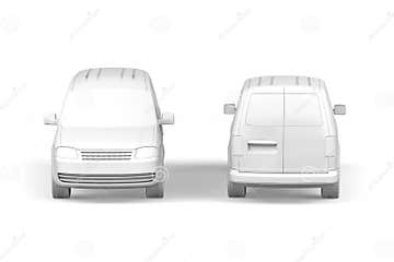 Van Mockup on White Background - Front and Back View Stock Illustration ...