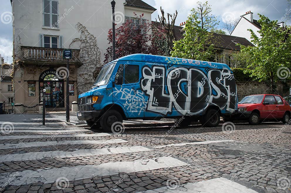 Van painted with graffiti editorial image. Image of painted - 63130310