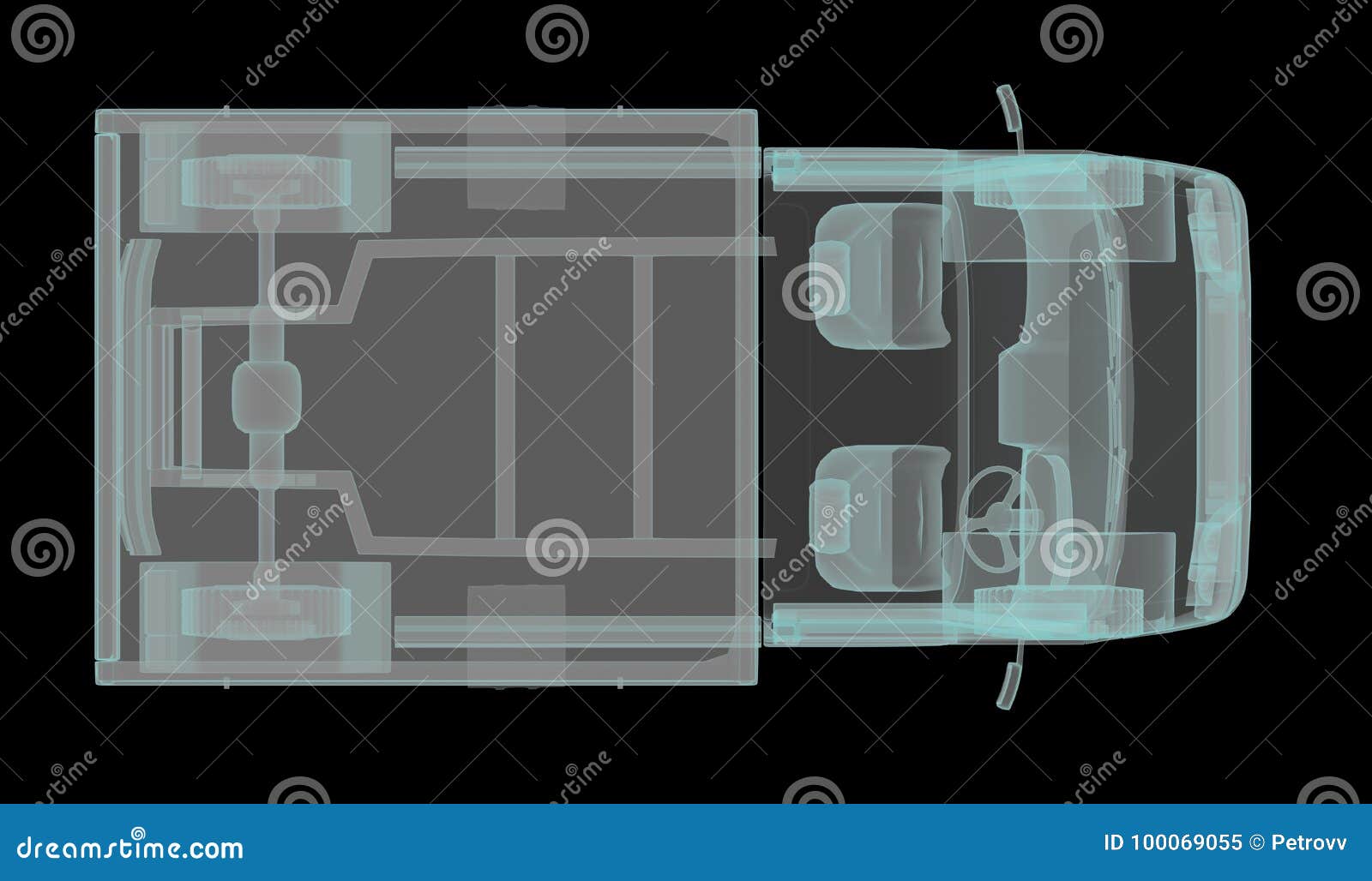 Van Radiographed by X-ray Top View Stock Illustration - Illustration of ...