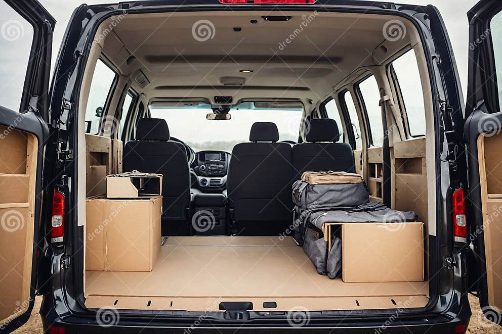 The Van with the Rear Hatch Open, Showing the Cargo Space and Interior ...