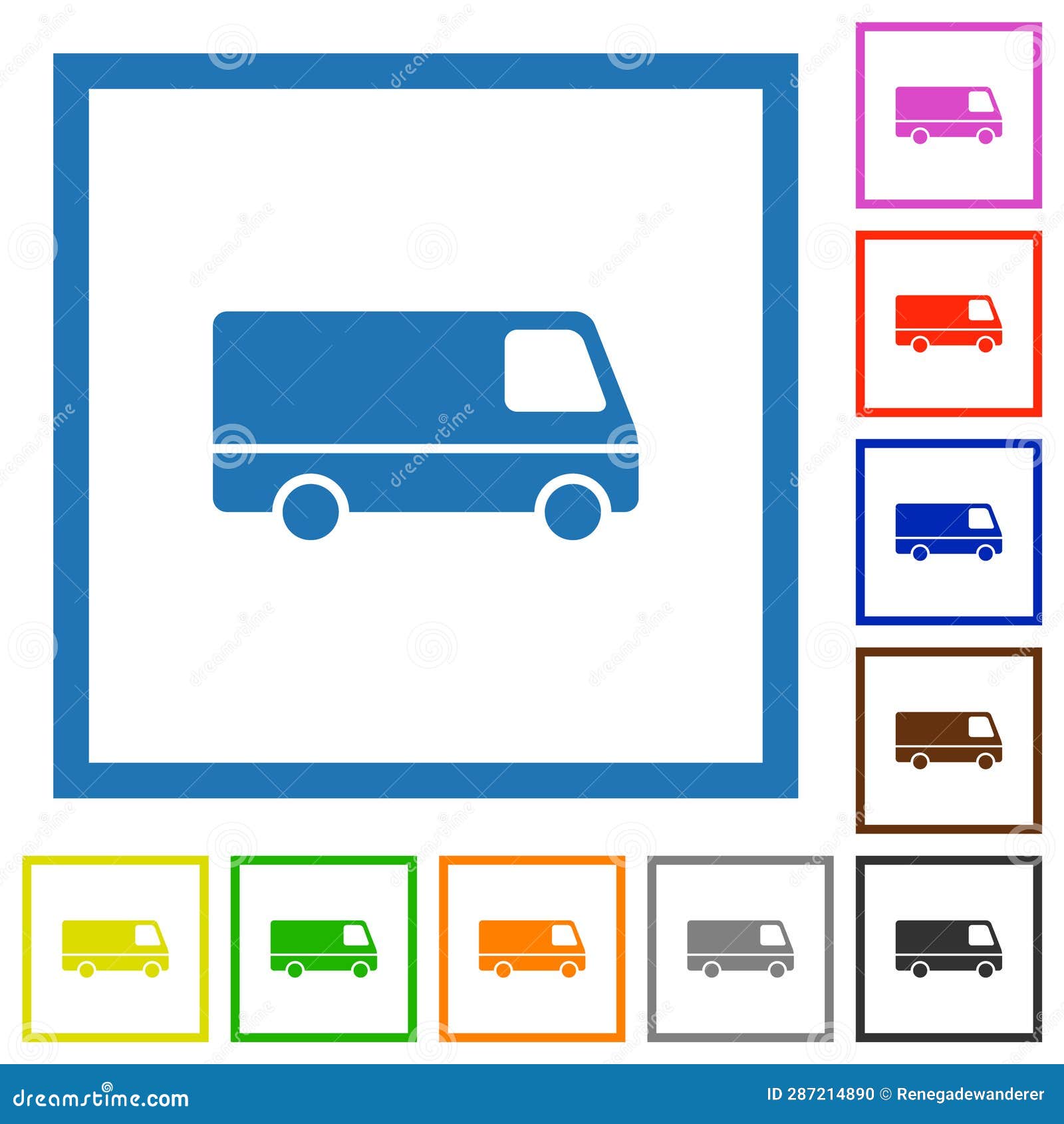 Van Side View Flat Framed Icons Stock Illustration - Illustration of ...