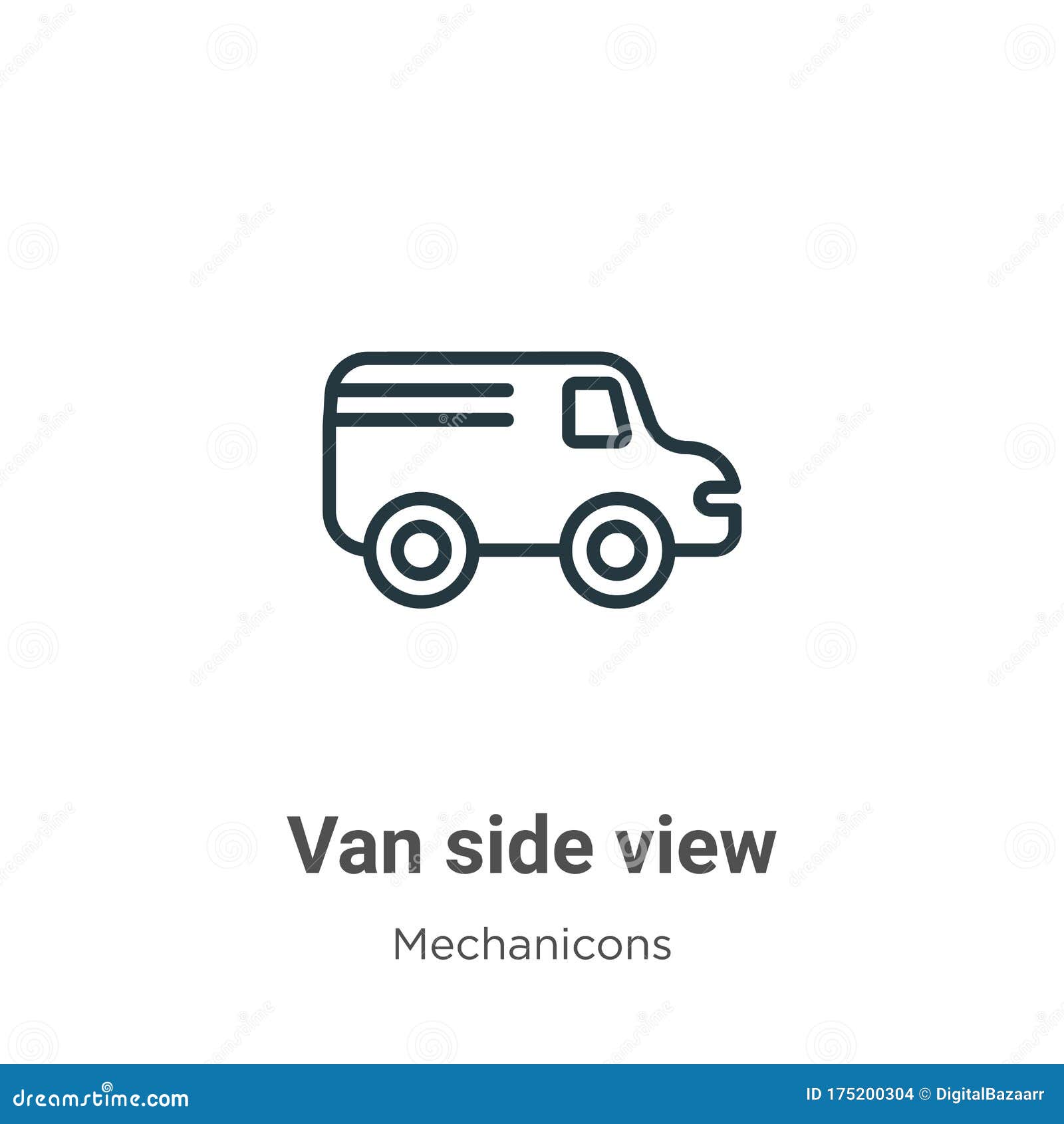 Van Side View Outline Vector Icon. Thin Line Black Van Side View Icon ...