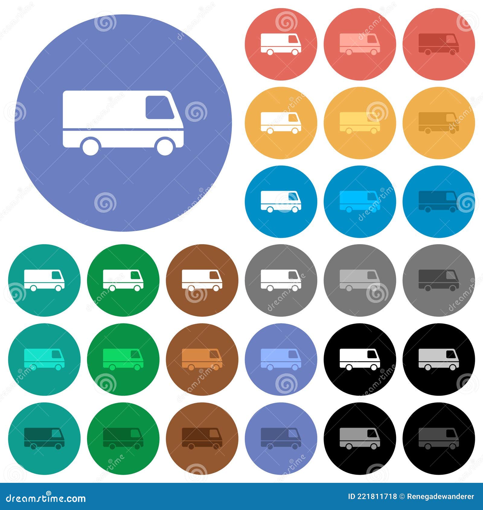 Van Side View Round Flat Multi Colored Icons Stock Vector ...