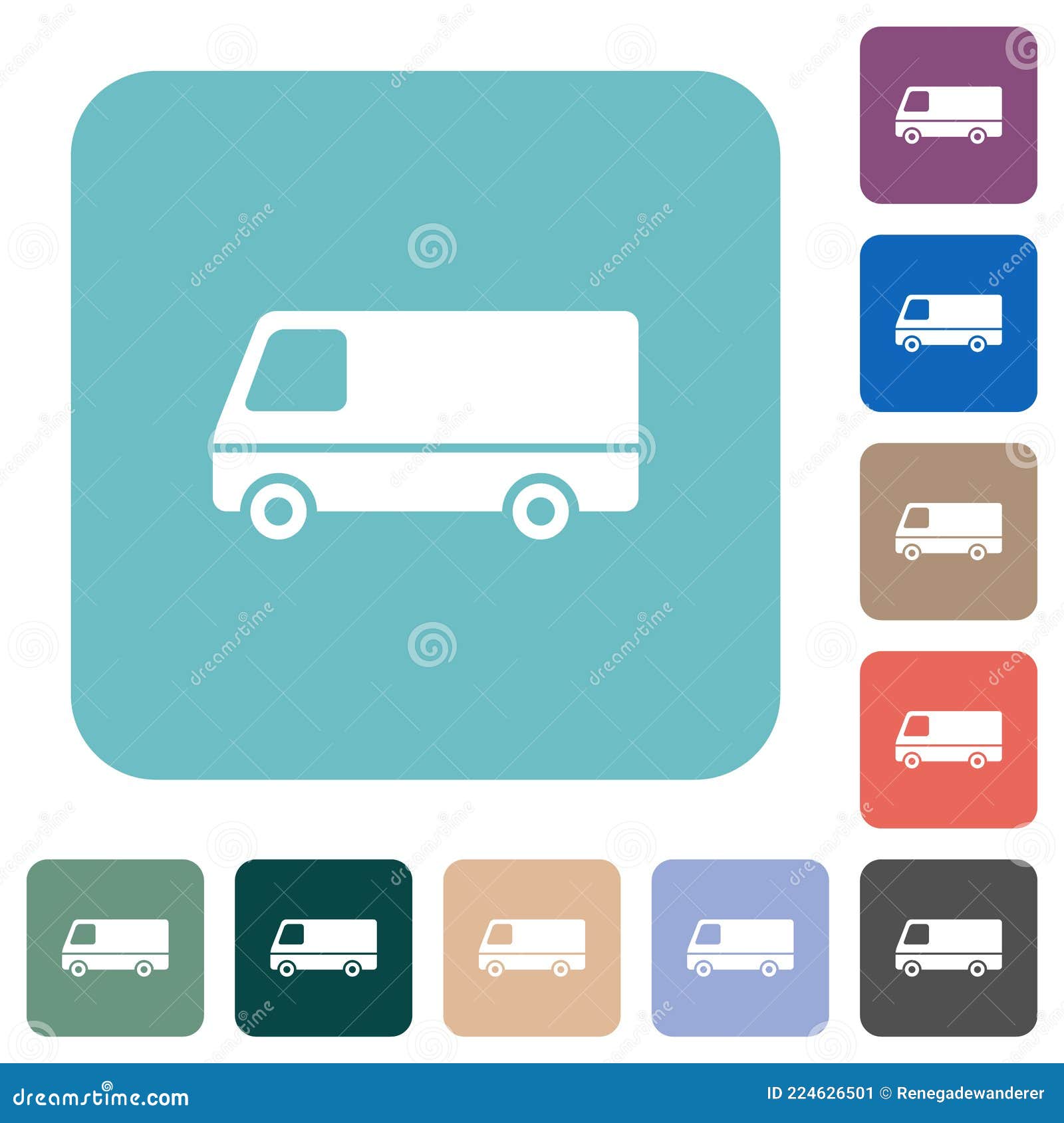 Van Side View Rounded Square Flat Icons Stock Vector - Illustration of ...