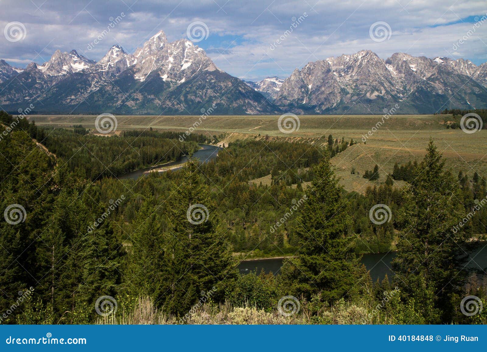 Van Slangrivier En Teton Bergen Stock Foto - Image of groot, adams ...