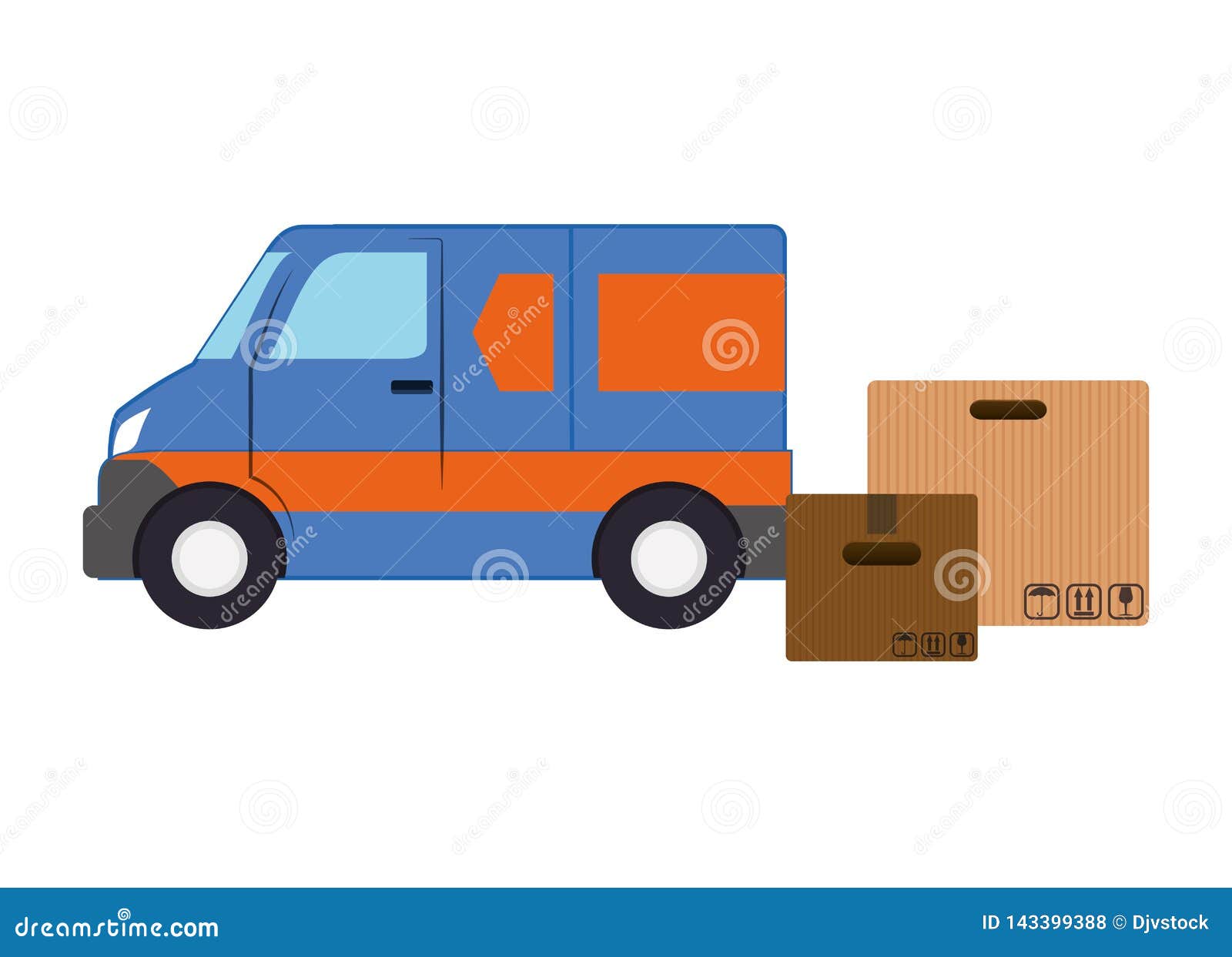 Van vehicle with boxes stock illustration. Illustration of cargo ...