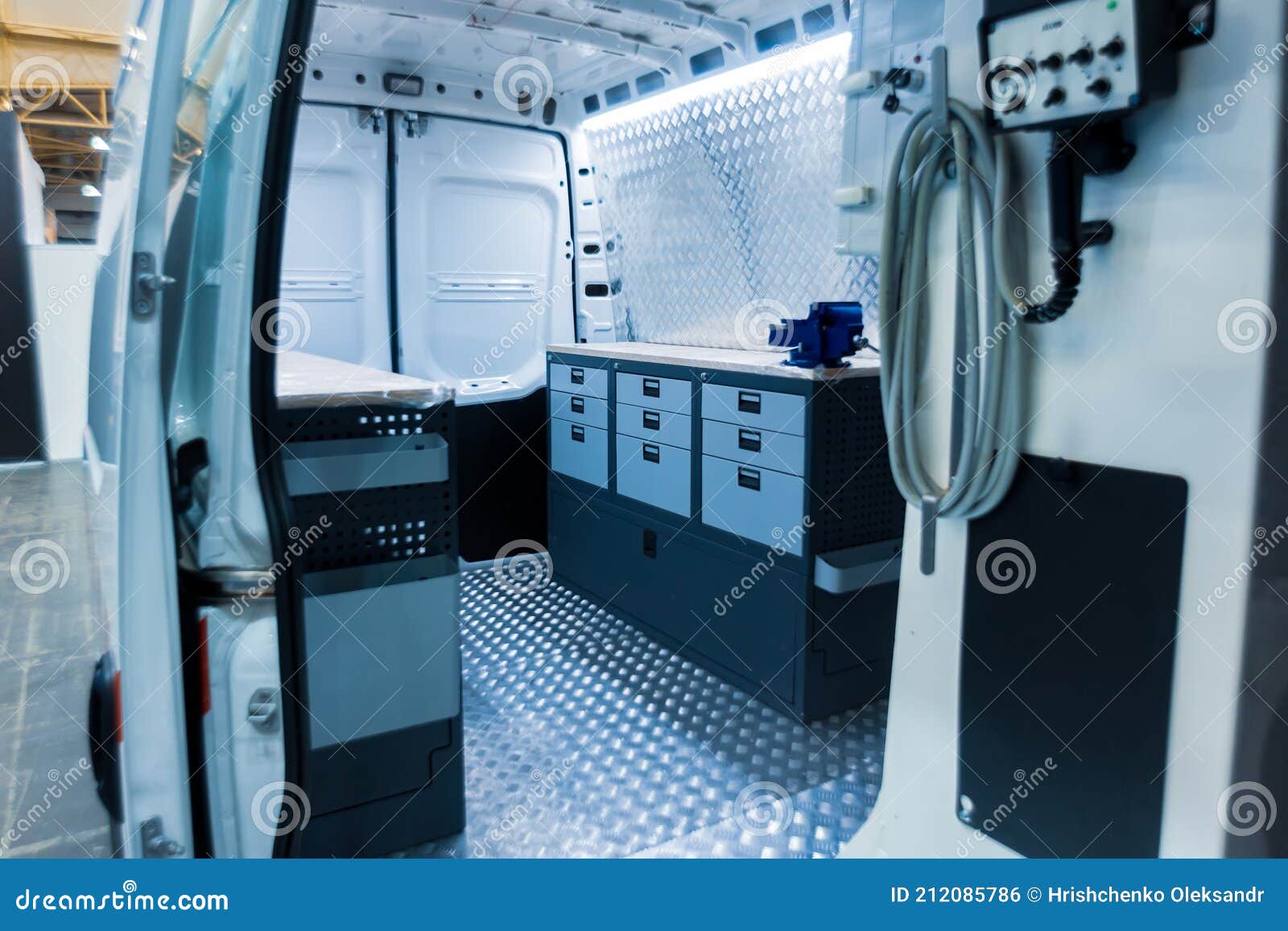 A Van for Workers. Interior of the Workers` Van Stock Photo - Image of ...