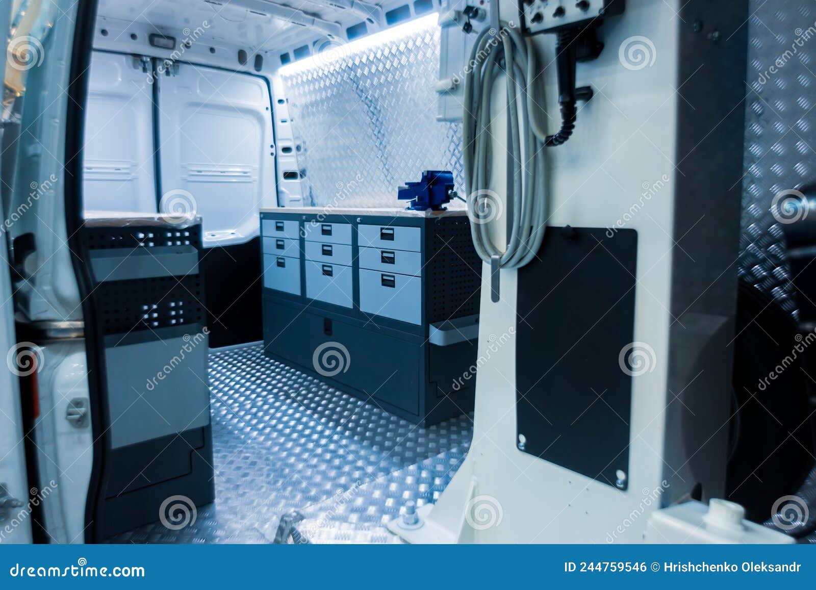 A Van for Workers. Interior of the Workers` Van Stock Photo - Image of ...