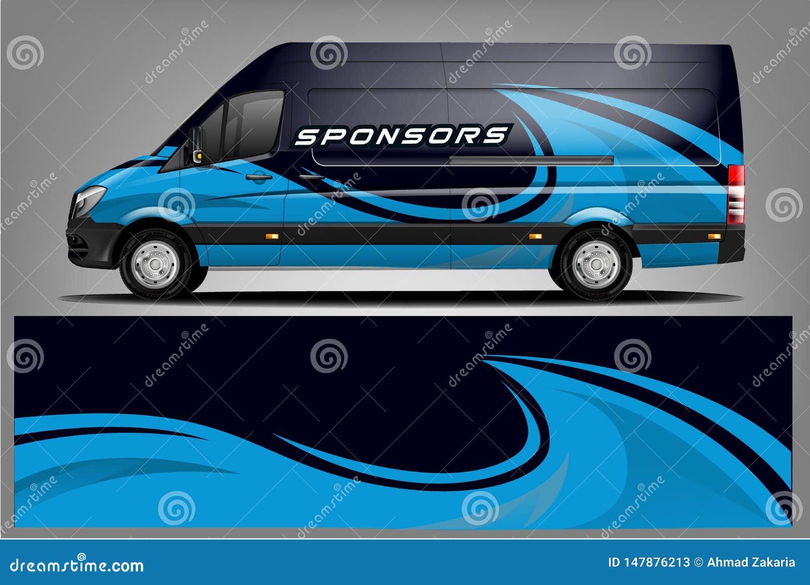 Van Wrap Livery Design. Ready Print Wrap Design Stock Illustration ...