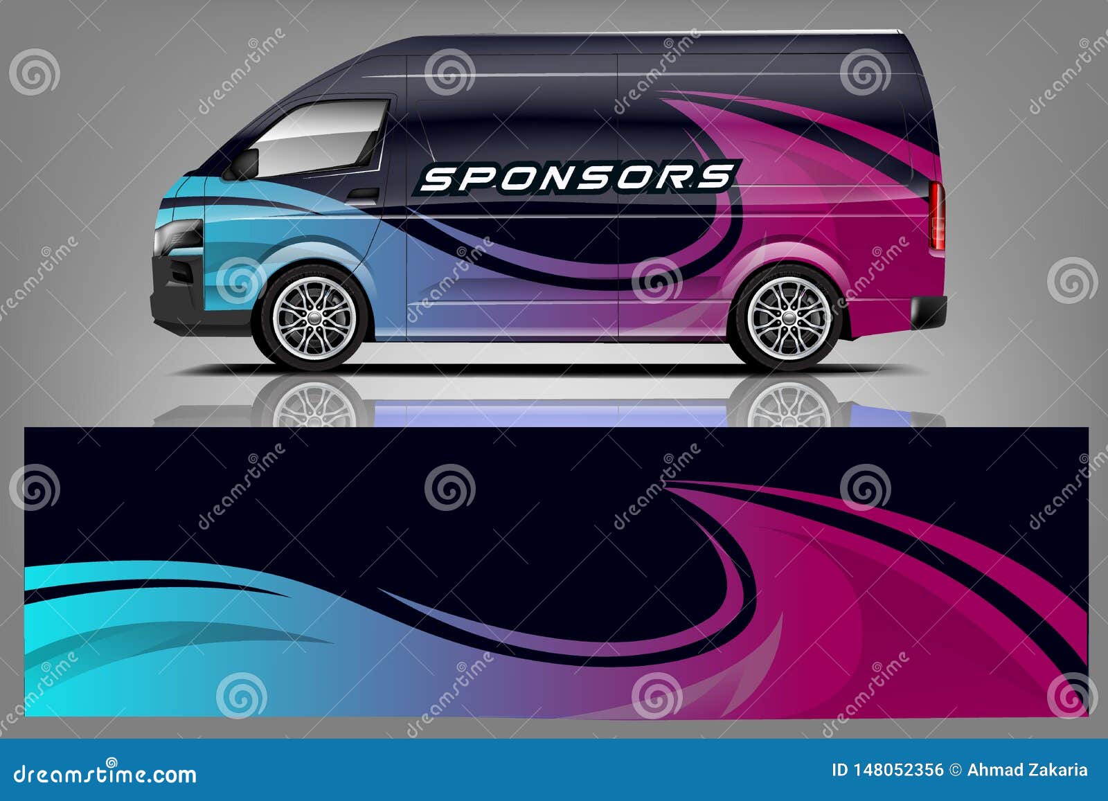 Van Wrap Livery Design. Ready Print Wrap Design Stock Illustration ...