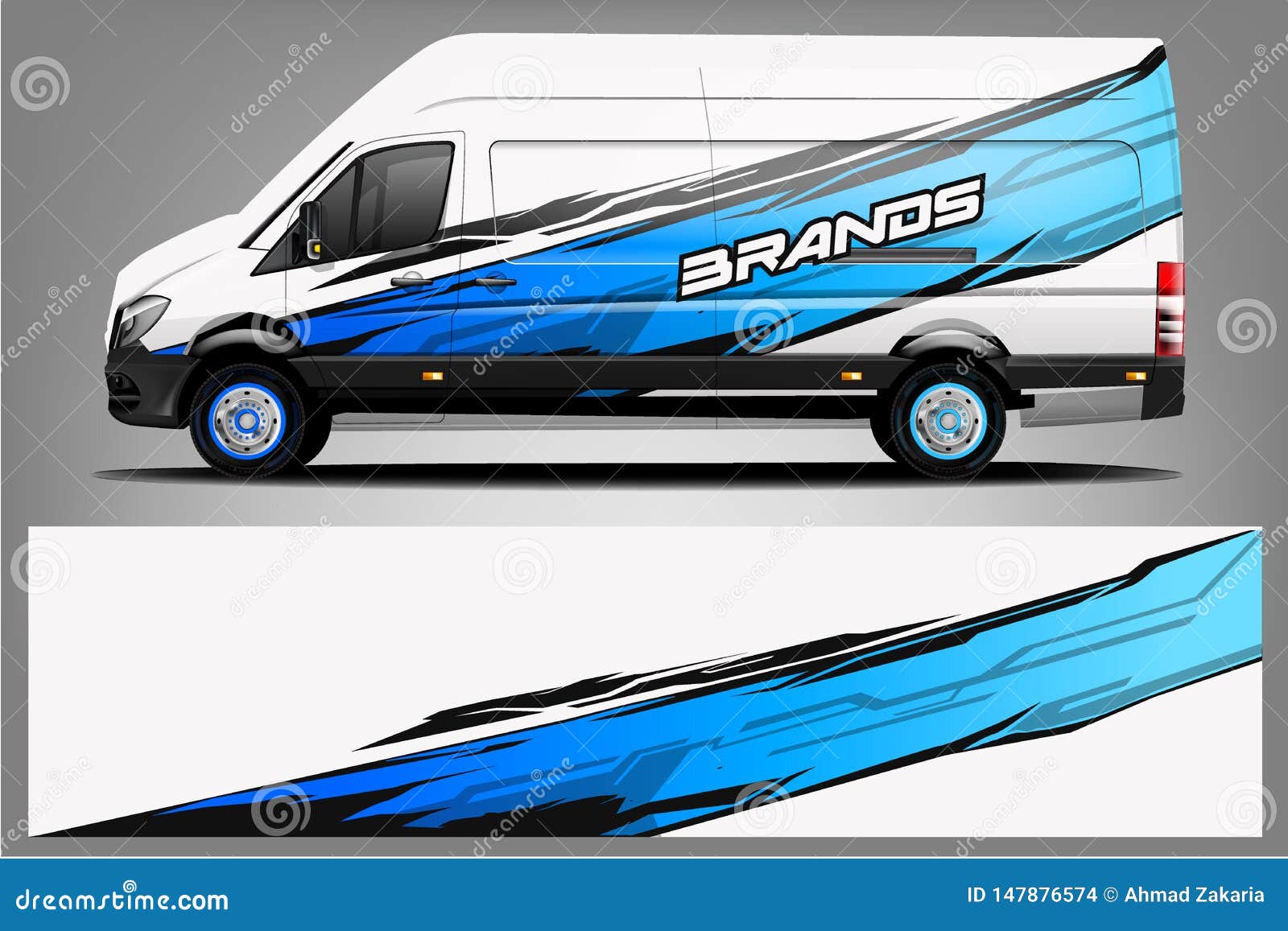 Van Wrap Livery Design. Ready Print Wrap Design Stock Illustration ...