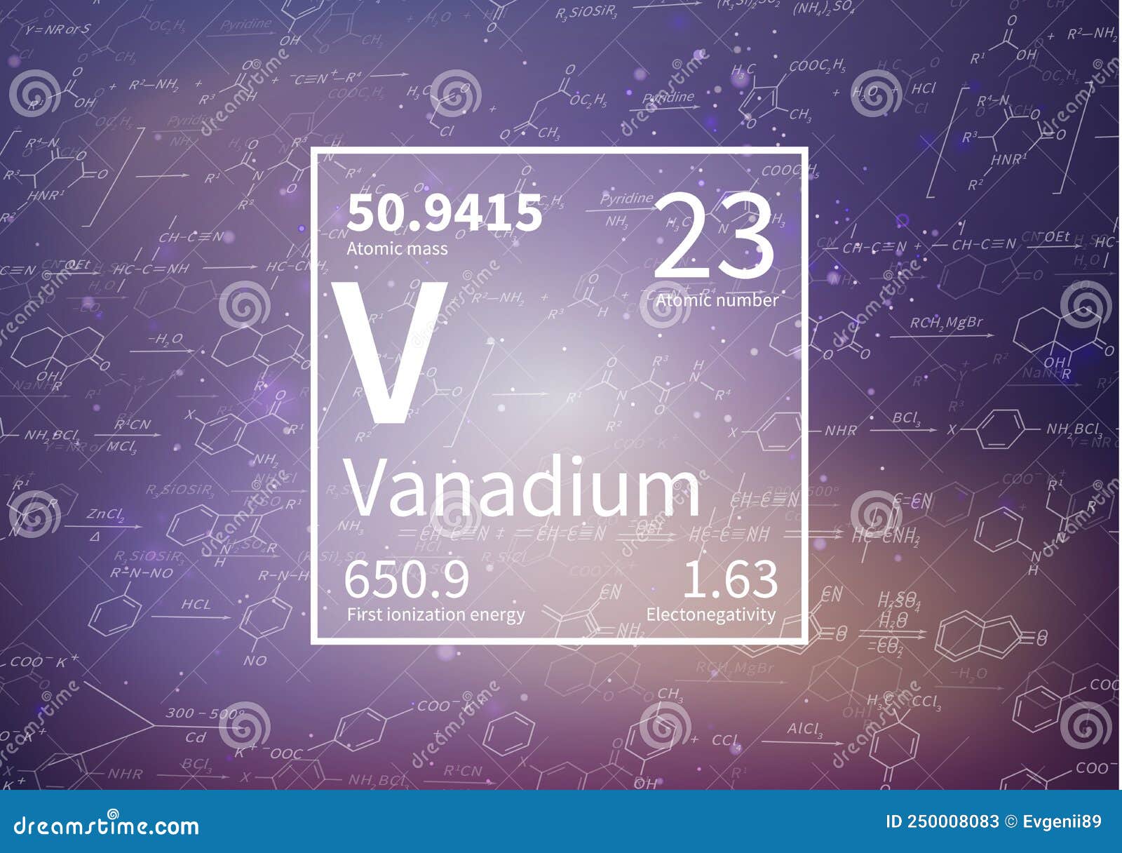 Vanadium Chemical Element With First Ionization Energy, Atomic Mass And ...