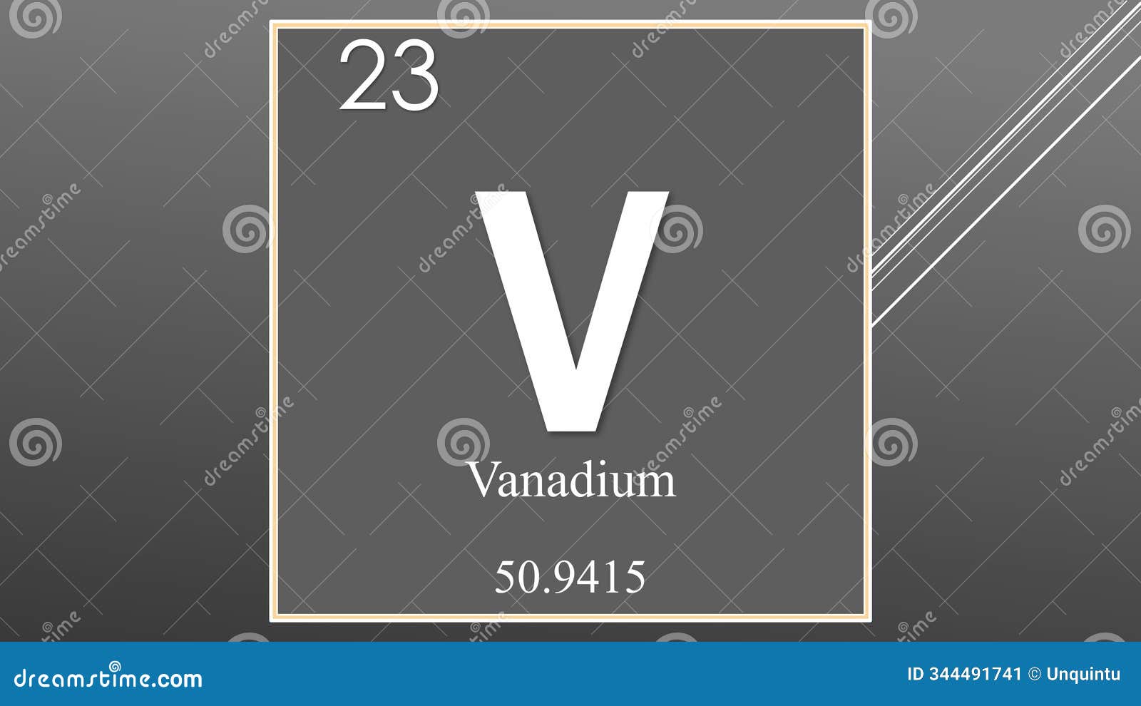 Vanadium Chemical Element Symbol on Gray Abstract Background Stock ...