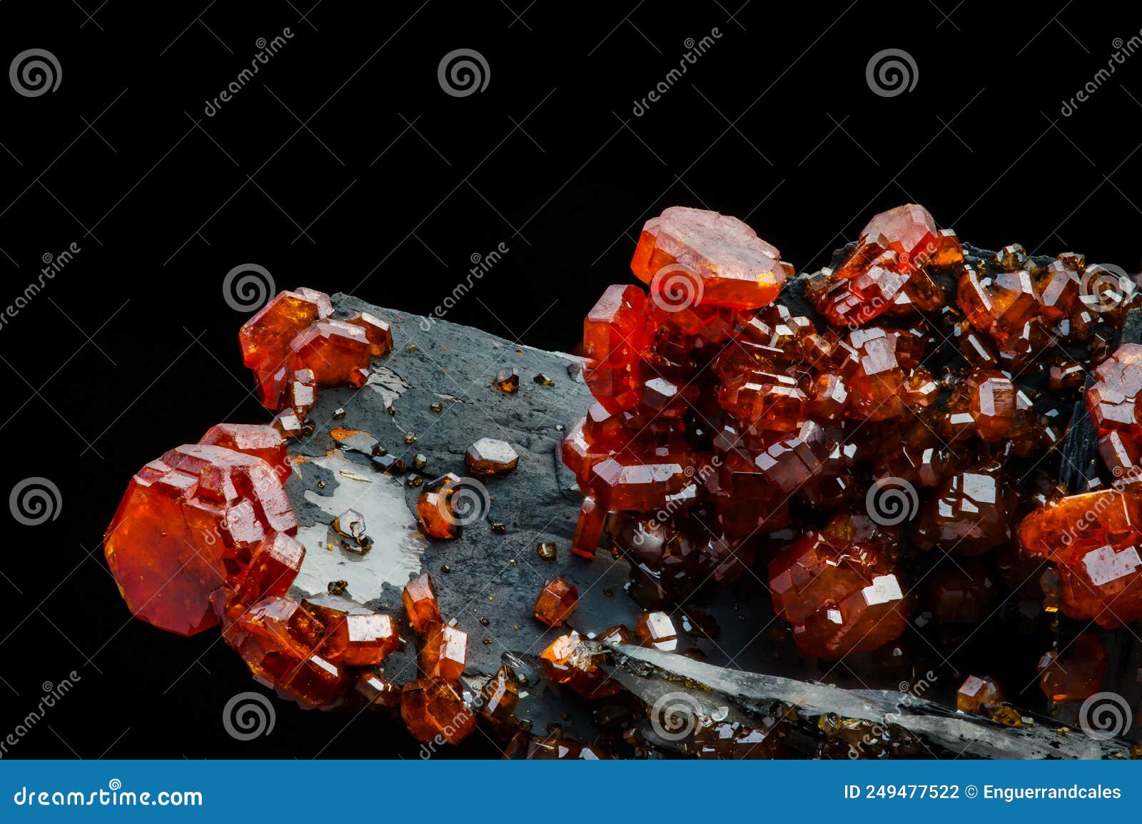 Vanadinite on barite stock photo. Image of macrophotograph - 249477522