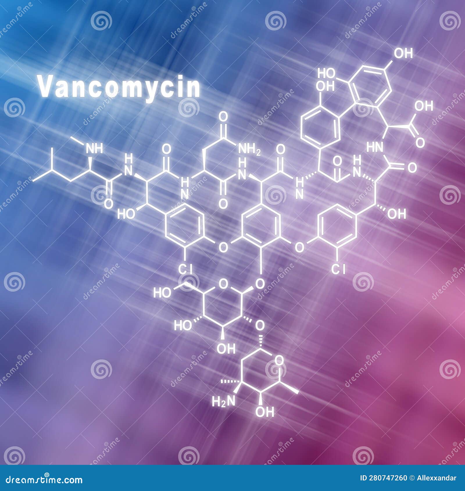 Vancomycin Molecule, Antibiotic, Chemical Structure Stock Illustration ...