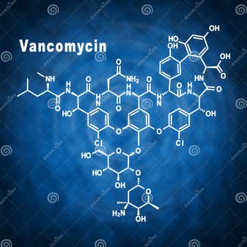 Vancomycin Molecule, Antibiotic, Chemical Structure Stock Illustration ...