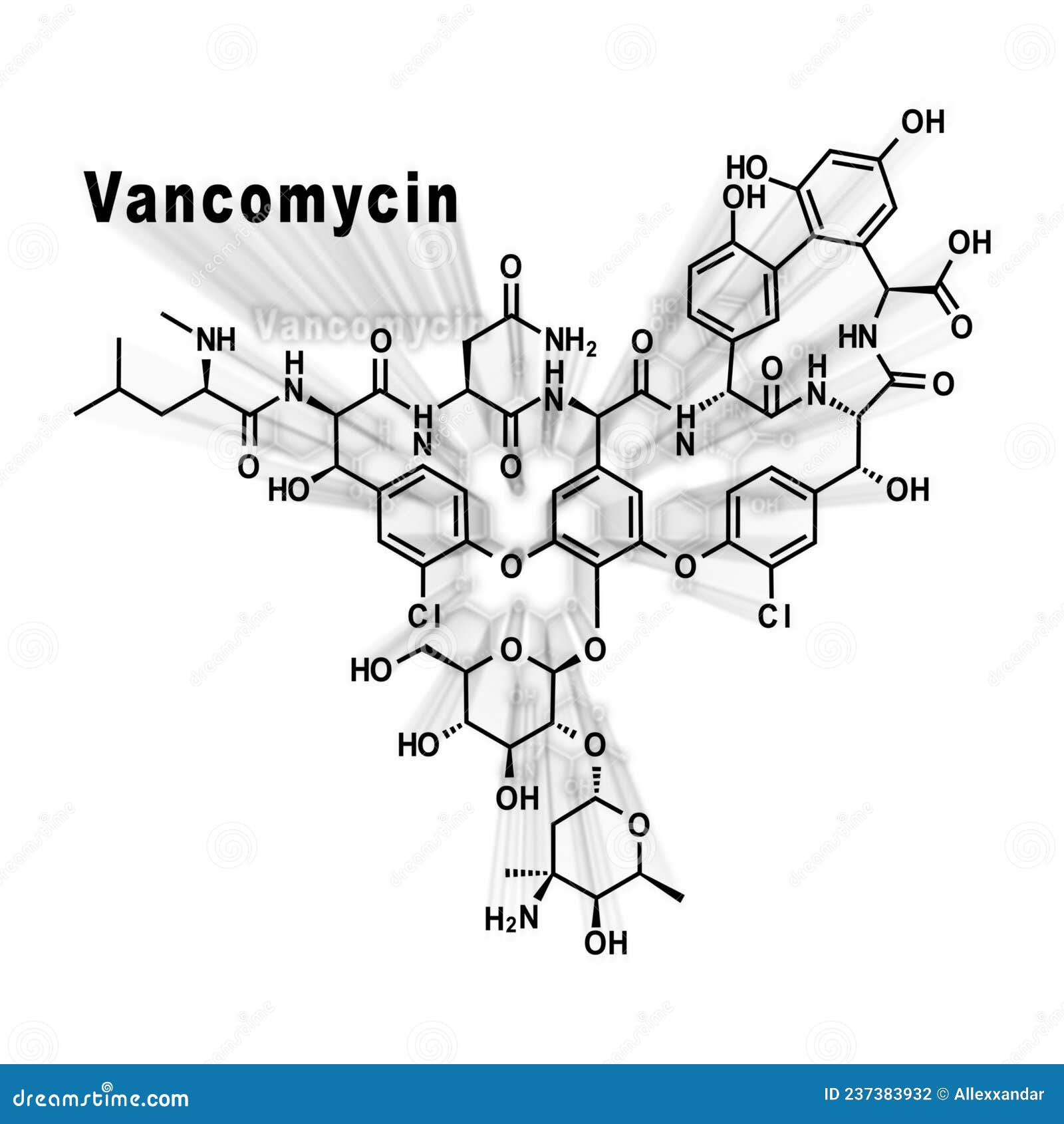 Vancomycin Molecule, Antibiotic, Chemical Structure Stock Illustration ...