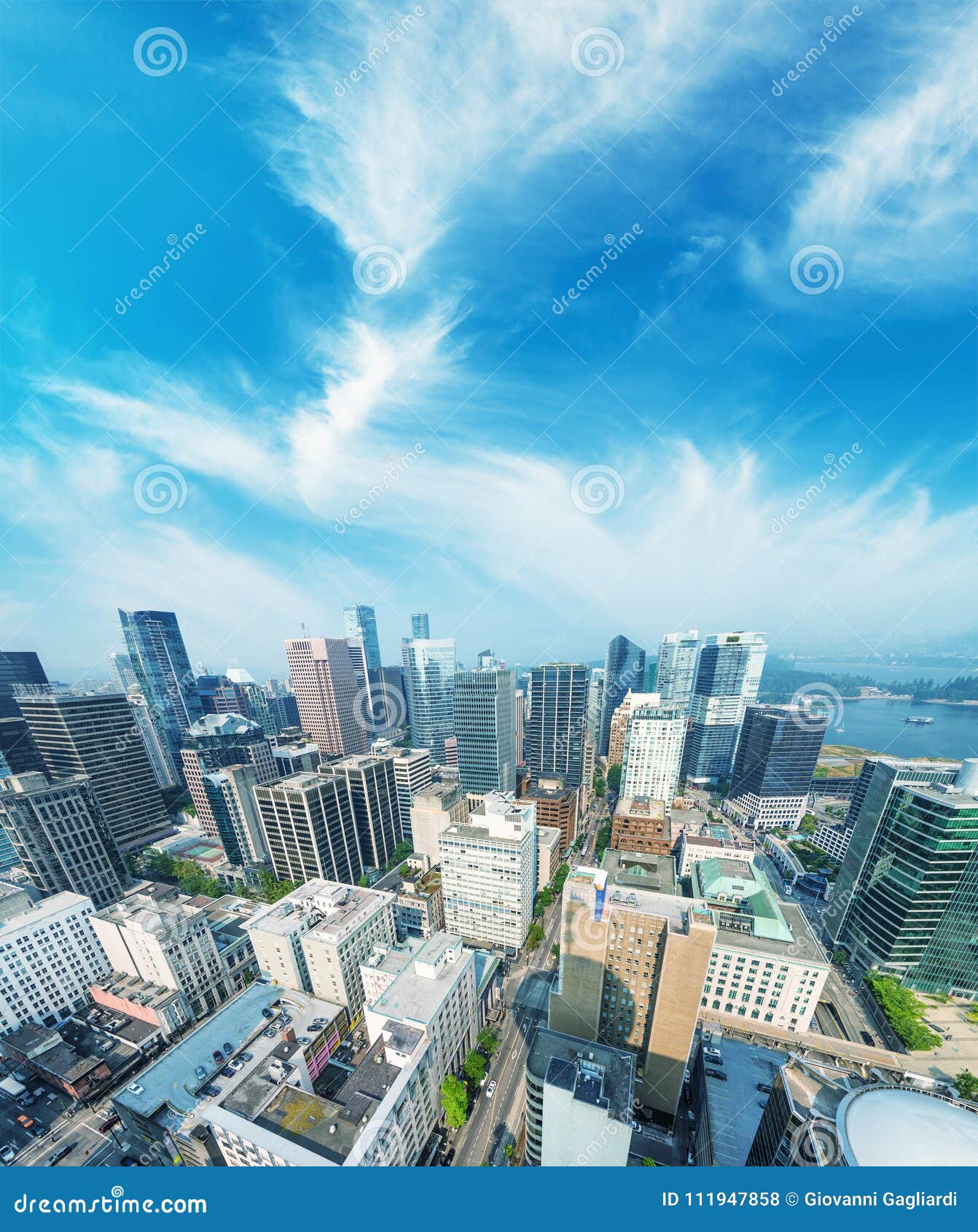 Vancouver Aerial View at Sunset, Canada Stock Photo - Image of dusk ...