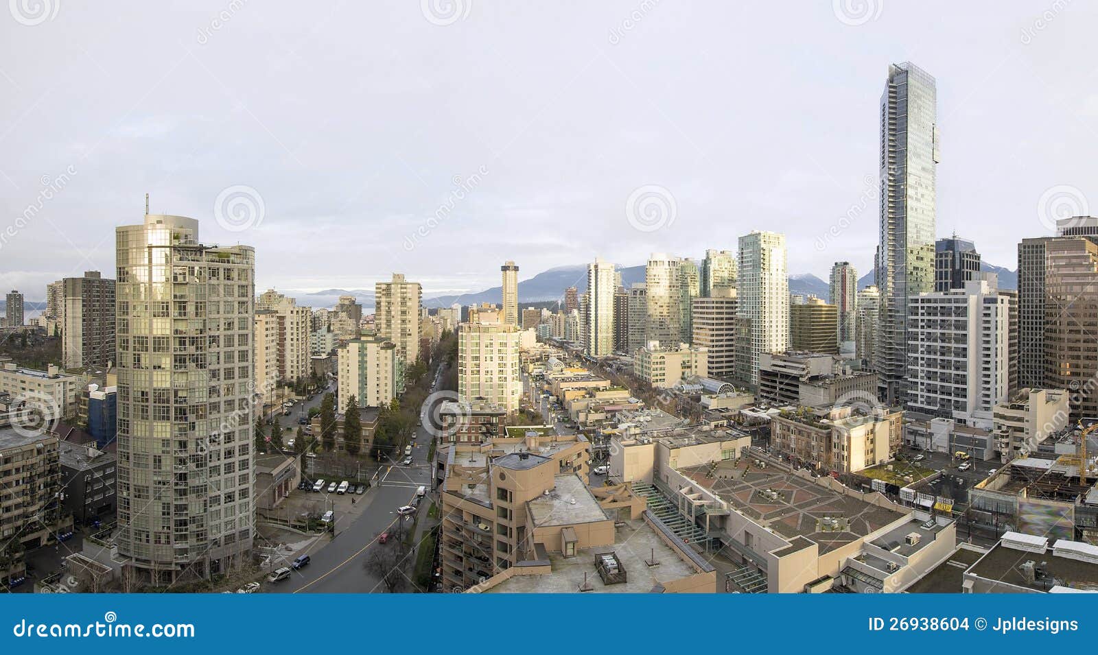 Vancouver BC Downtown Early Morning Panorama Stock Photo - Image of ...