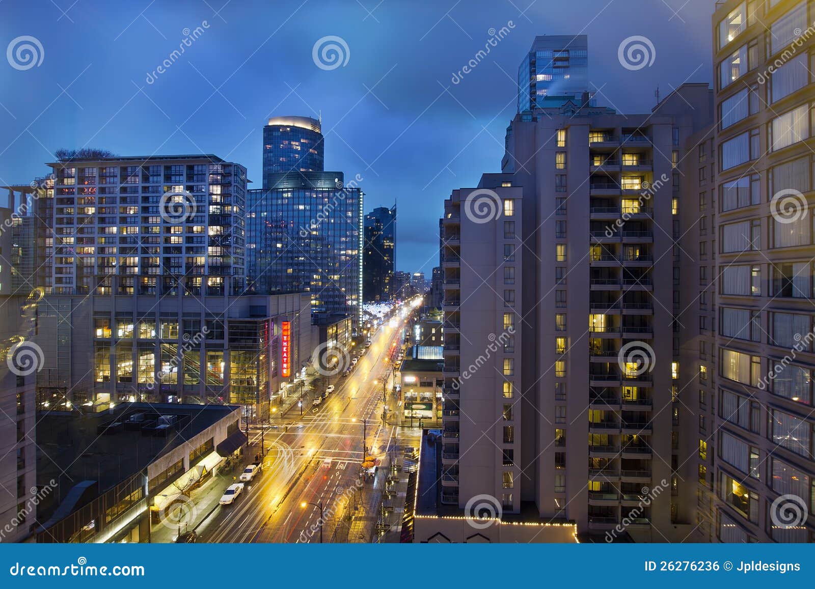 Vancouver BC Downtown at Evening Blue Hour Stock Photo - Image of blue ...