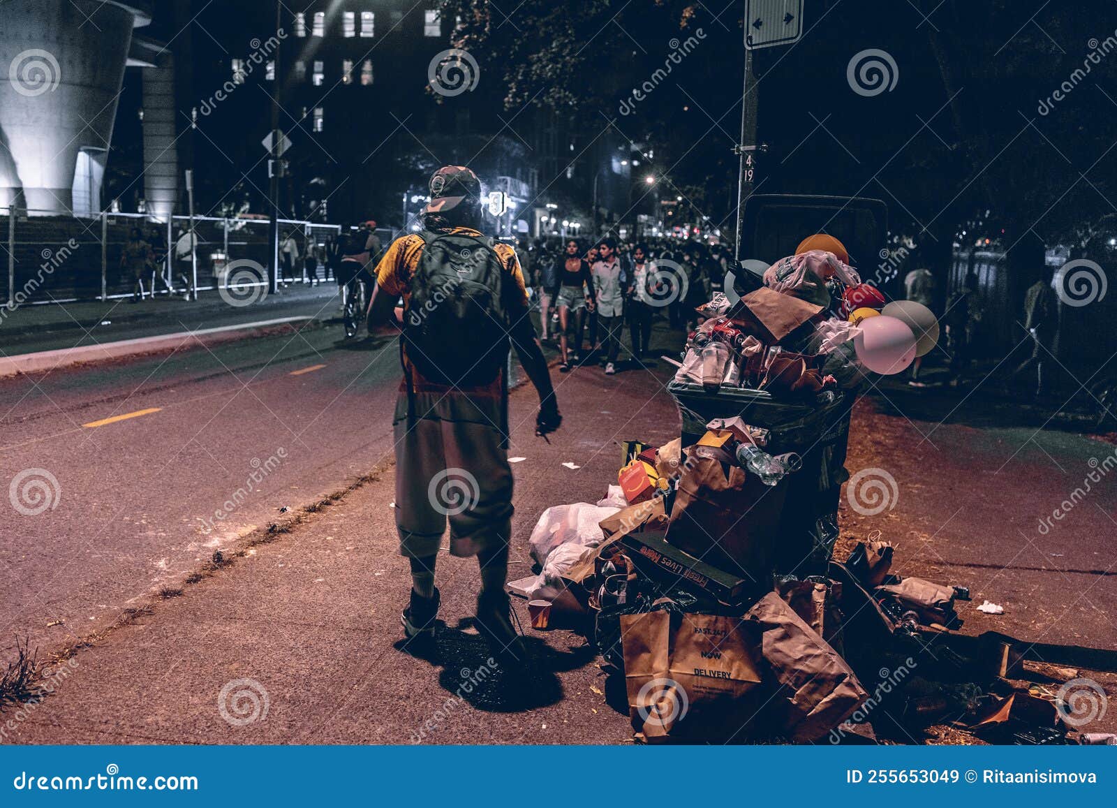 Vancouver, Canada - July 27, 2022: Trash Can Full of Garbage in Front ...