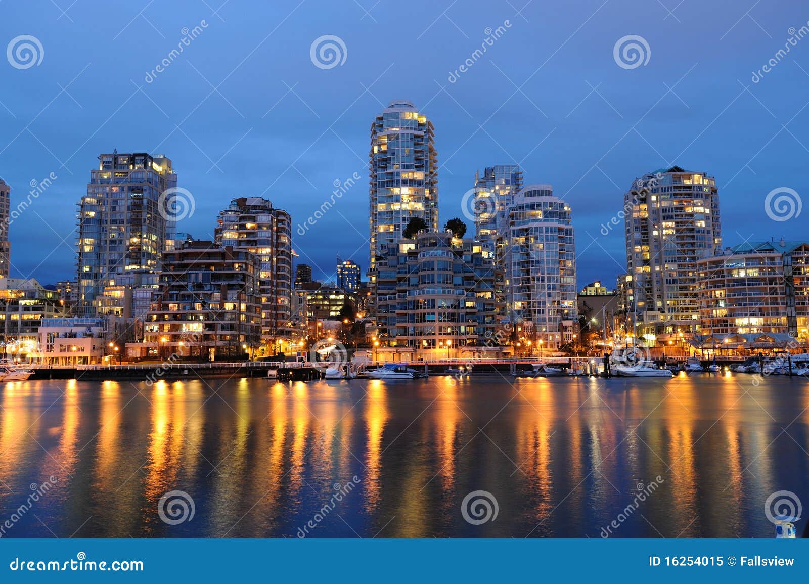Vancouver city night scene stock image. Image of landscape - 16254015