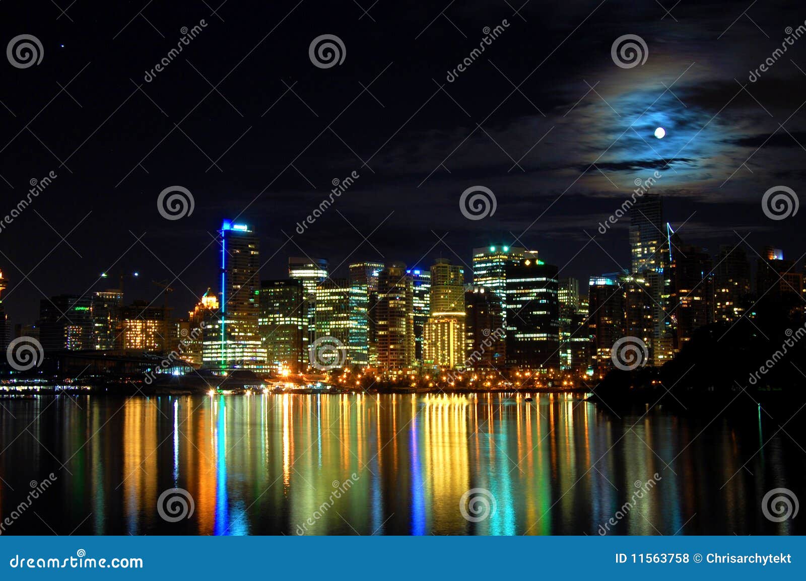Vancouver City Skyline Night Shot Stock Photo - Image of canada, centre ...