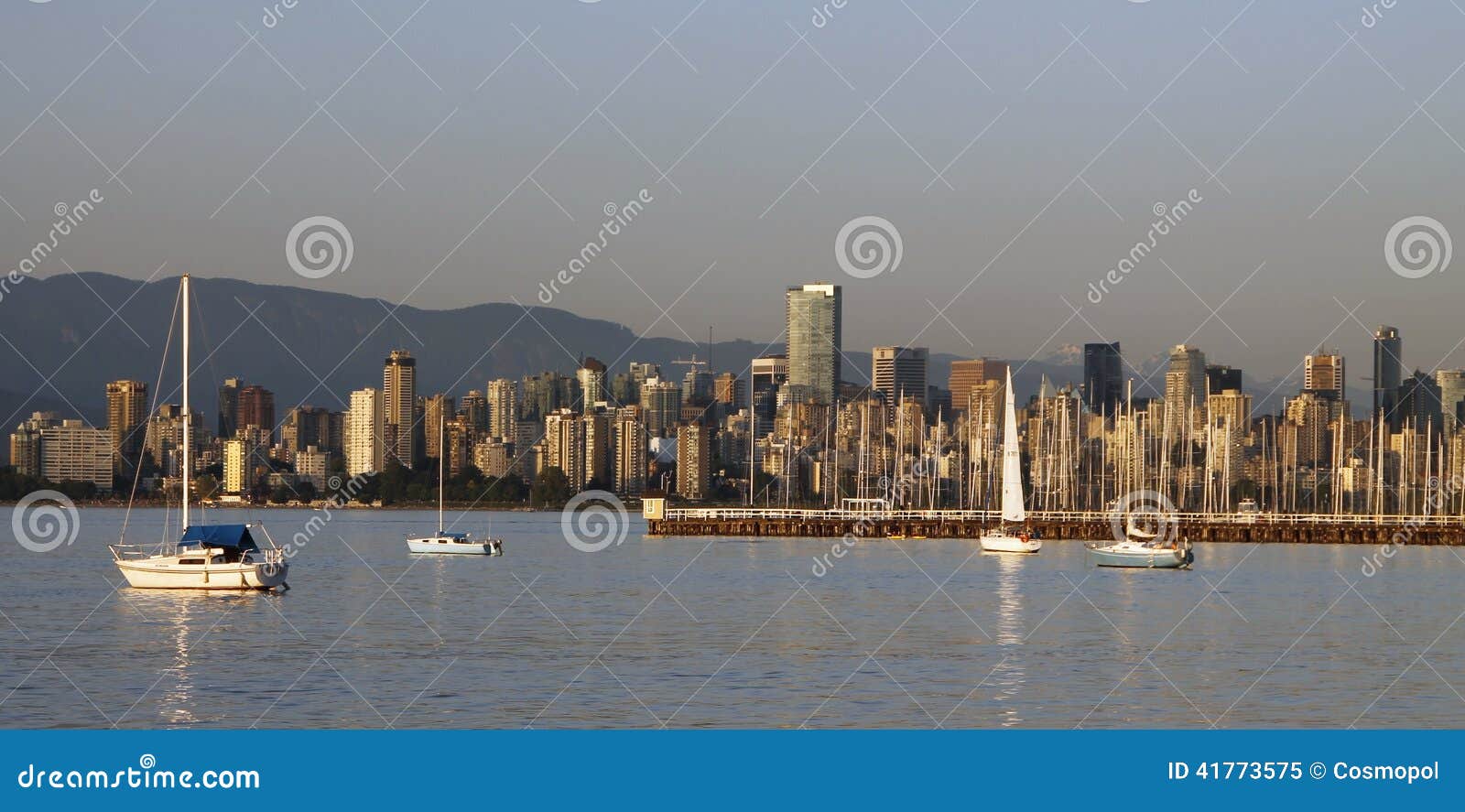 Vancouver city skyline stock image. Image of mountains - 41773575