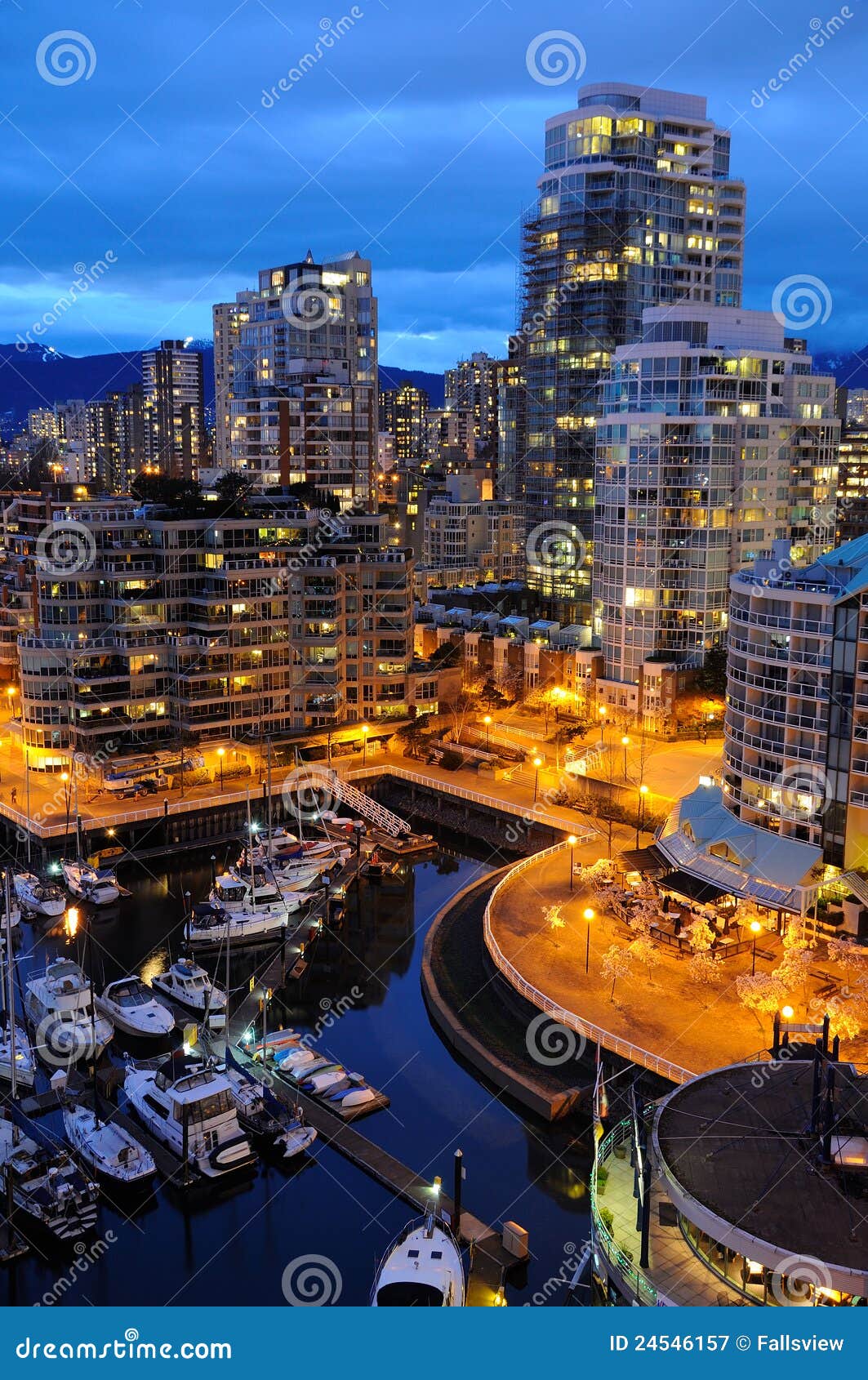 Vancouver night scene stock image. Image of architecture - 24546157