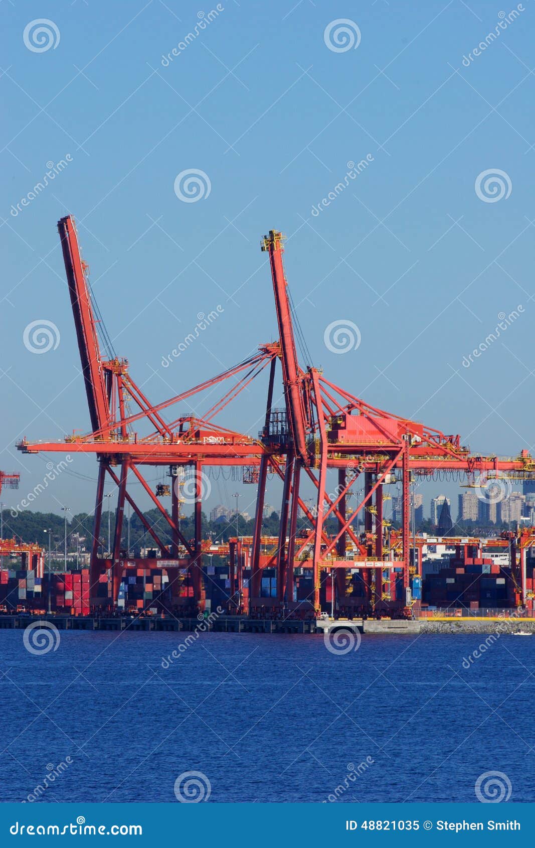 Vancouver Port with Huge Lifting Cranes Stock Image - Image of trade ...
