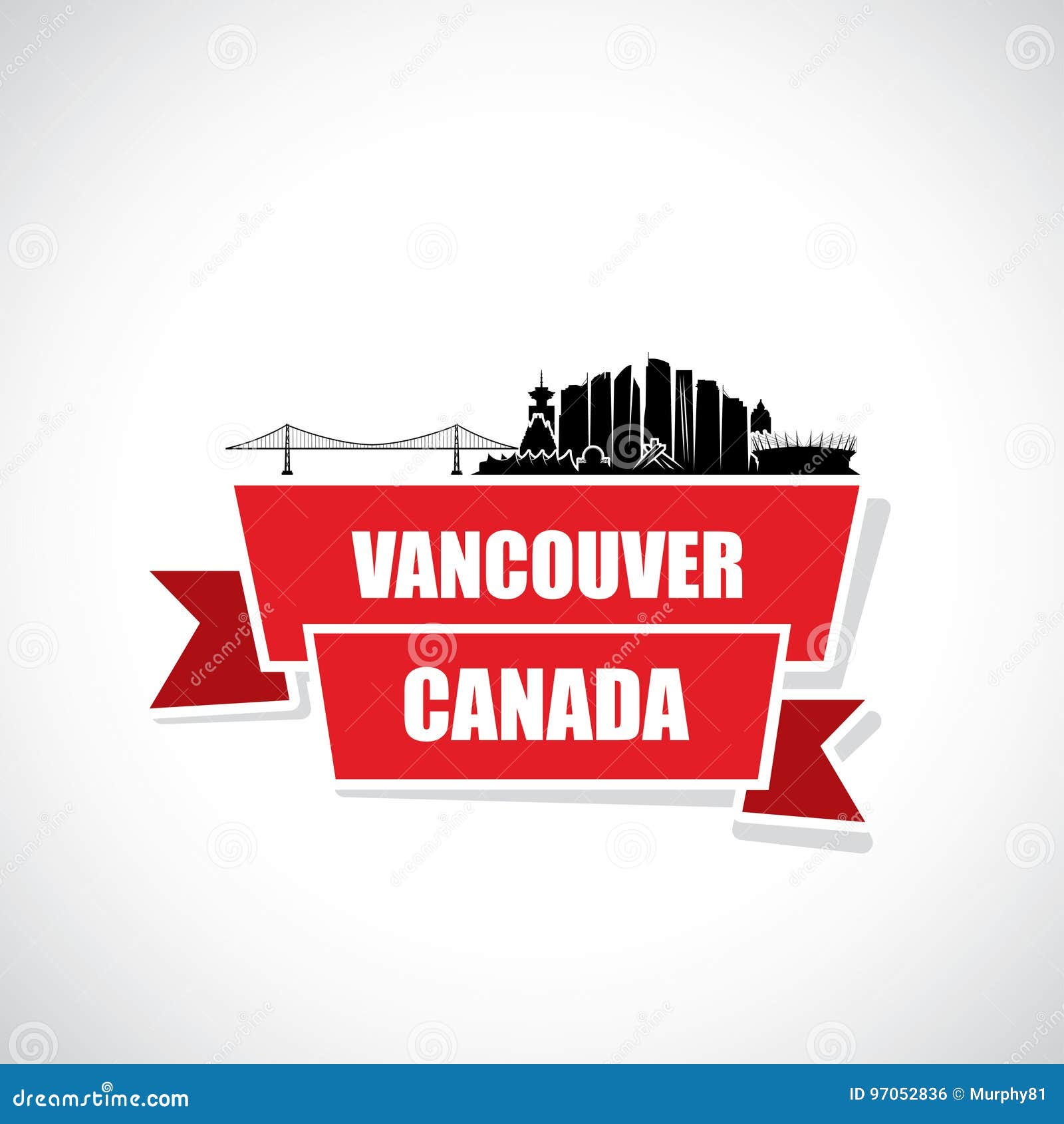 Vancouver Skyline And Landmarks Silhouette. Cartoon Vector ...
