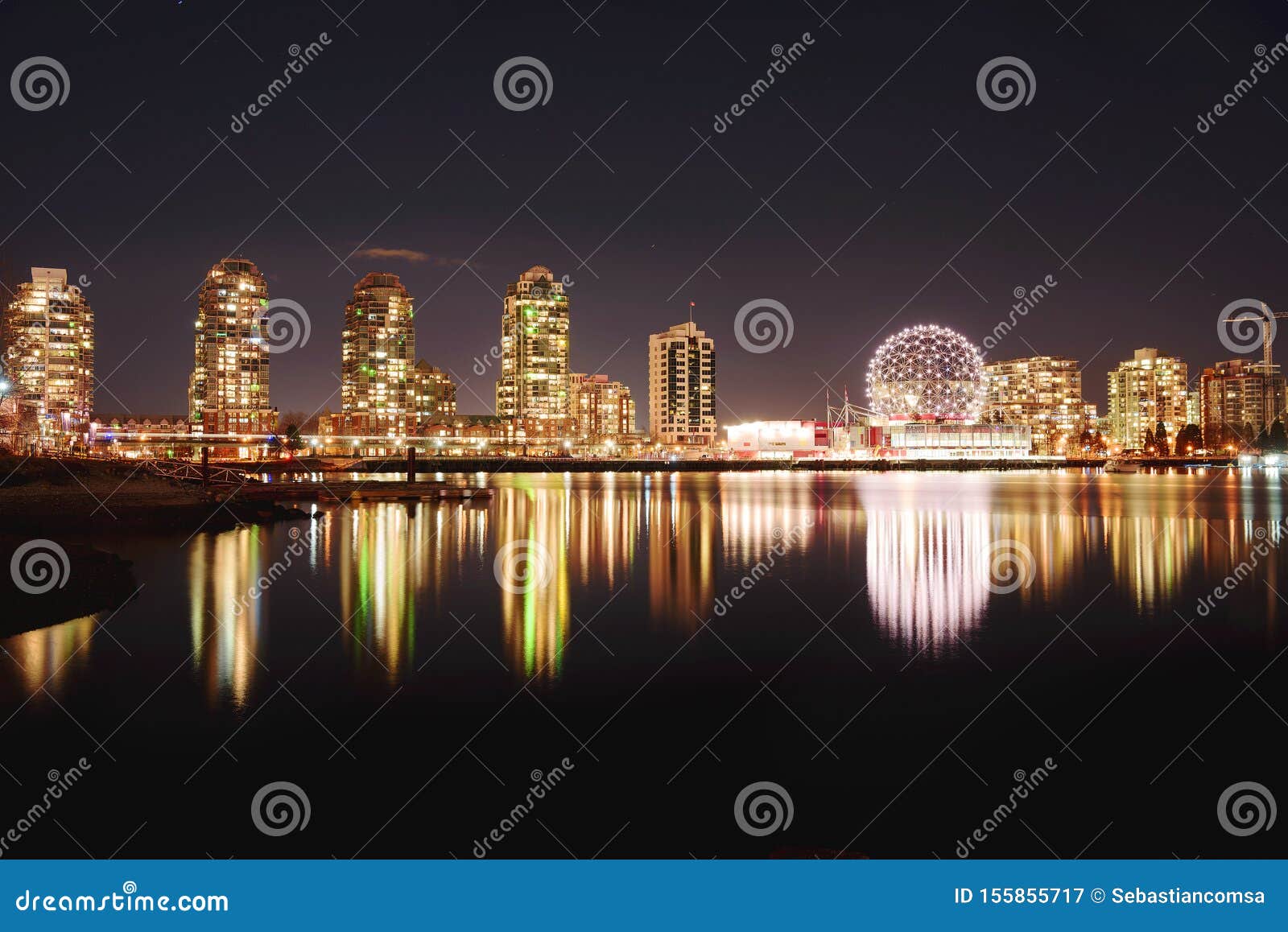 Vancouver Skyline by Night editorial photography. Image of beautiful ...