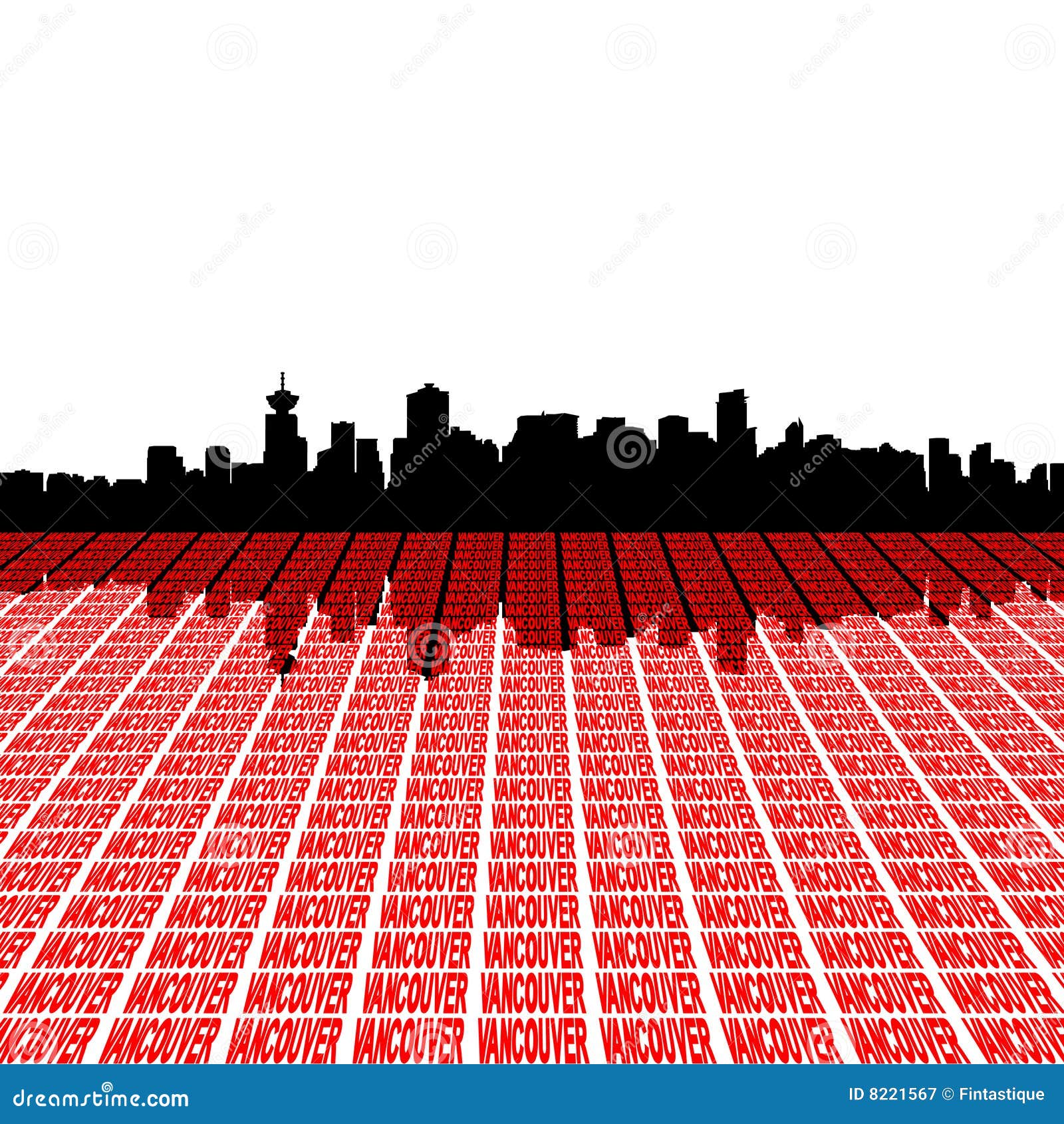 Vancouver Skyline with Text Stock Vector - Illustration of text ...