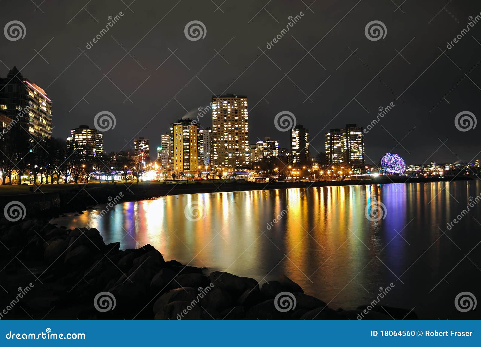 Vancouver Waterfront at Night Stock Photo - Image of beach, cityscape ...