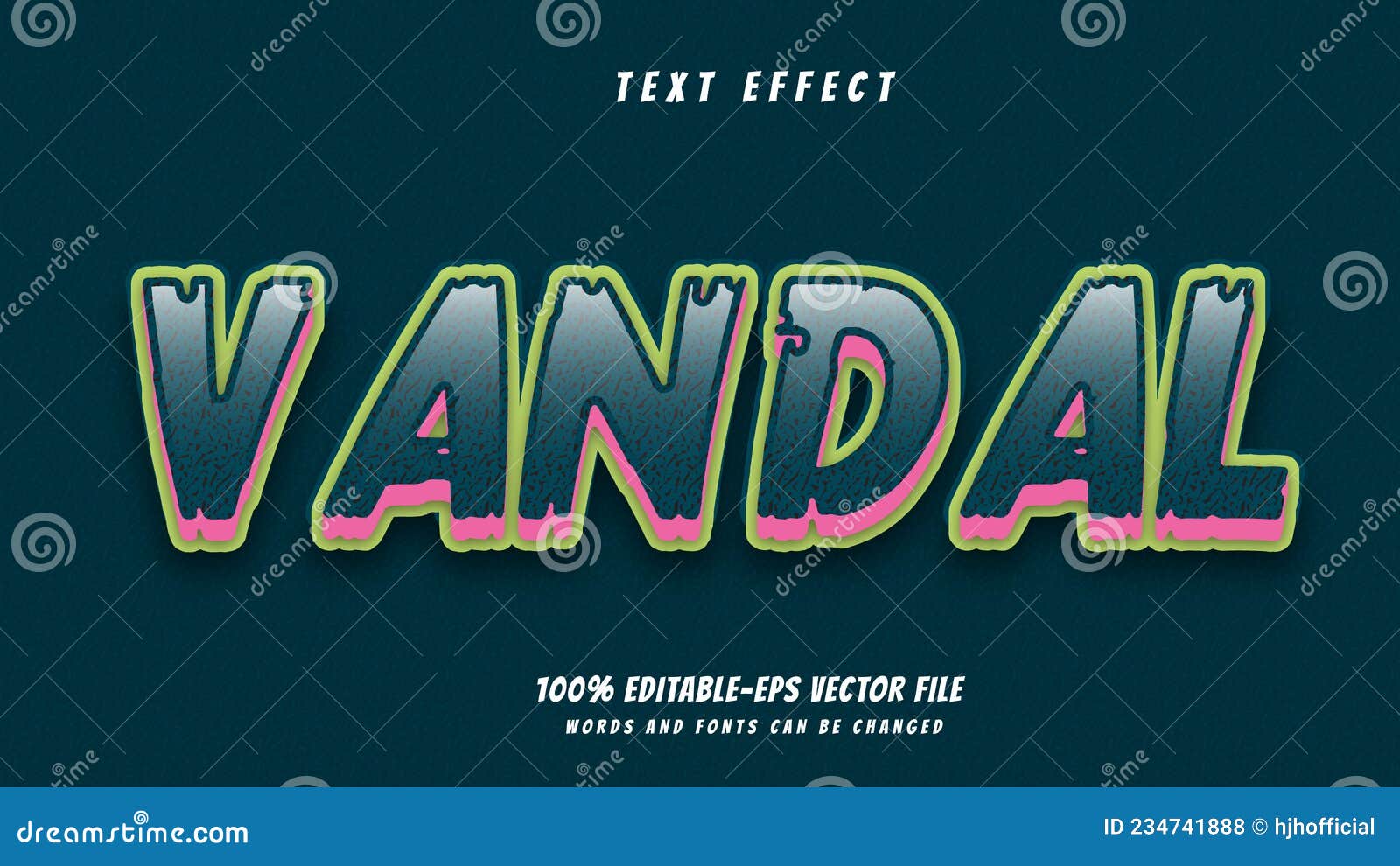 Vandal Text Effect Design Vector Stock Vector - Illustration of sweet ...