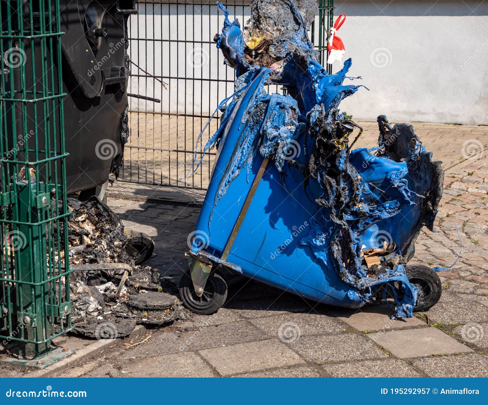 Vandalism on a Garbage Can, Arson Stock Image - Image of security ...
