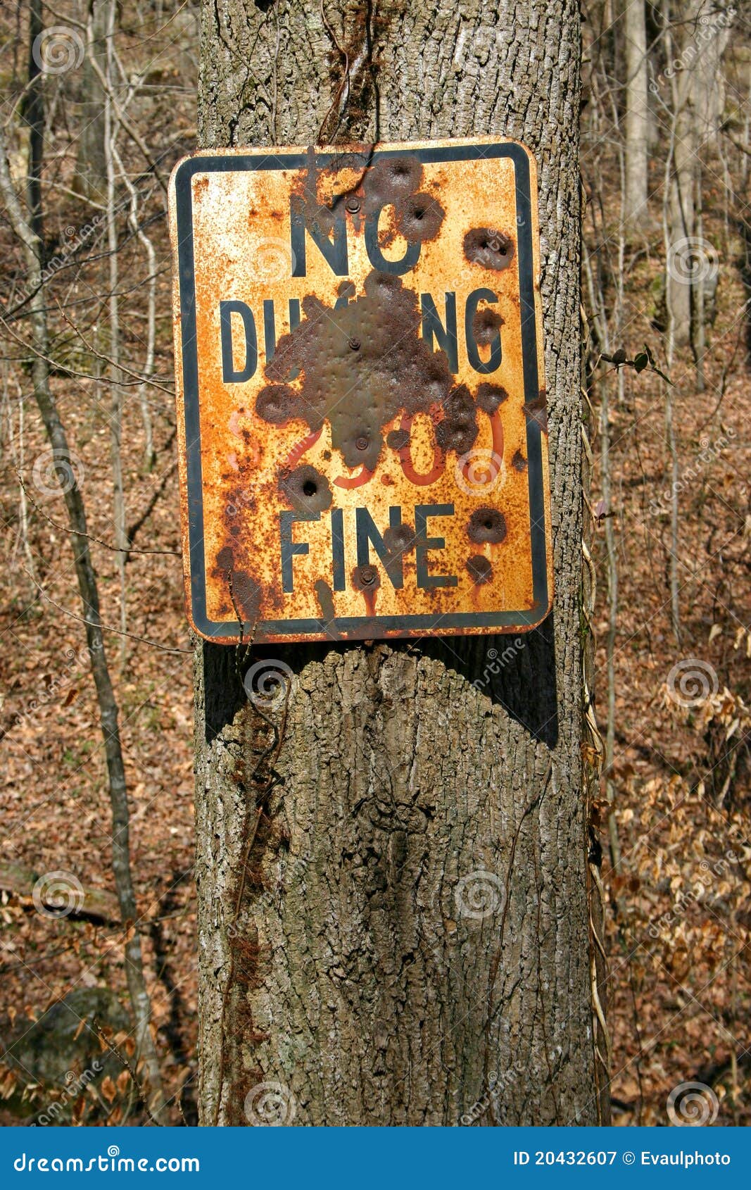 Vandalized No Dumping Sign stock image. Image of rule - 20432607