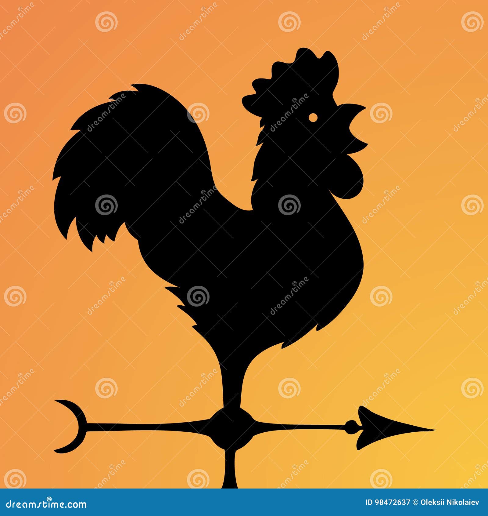 Vane. Ancient Wind Indicator in the Form of a Rooster. Vector Image ...