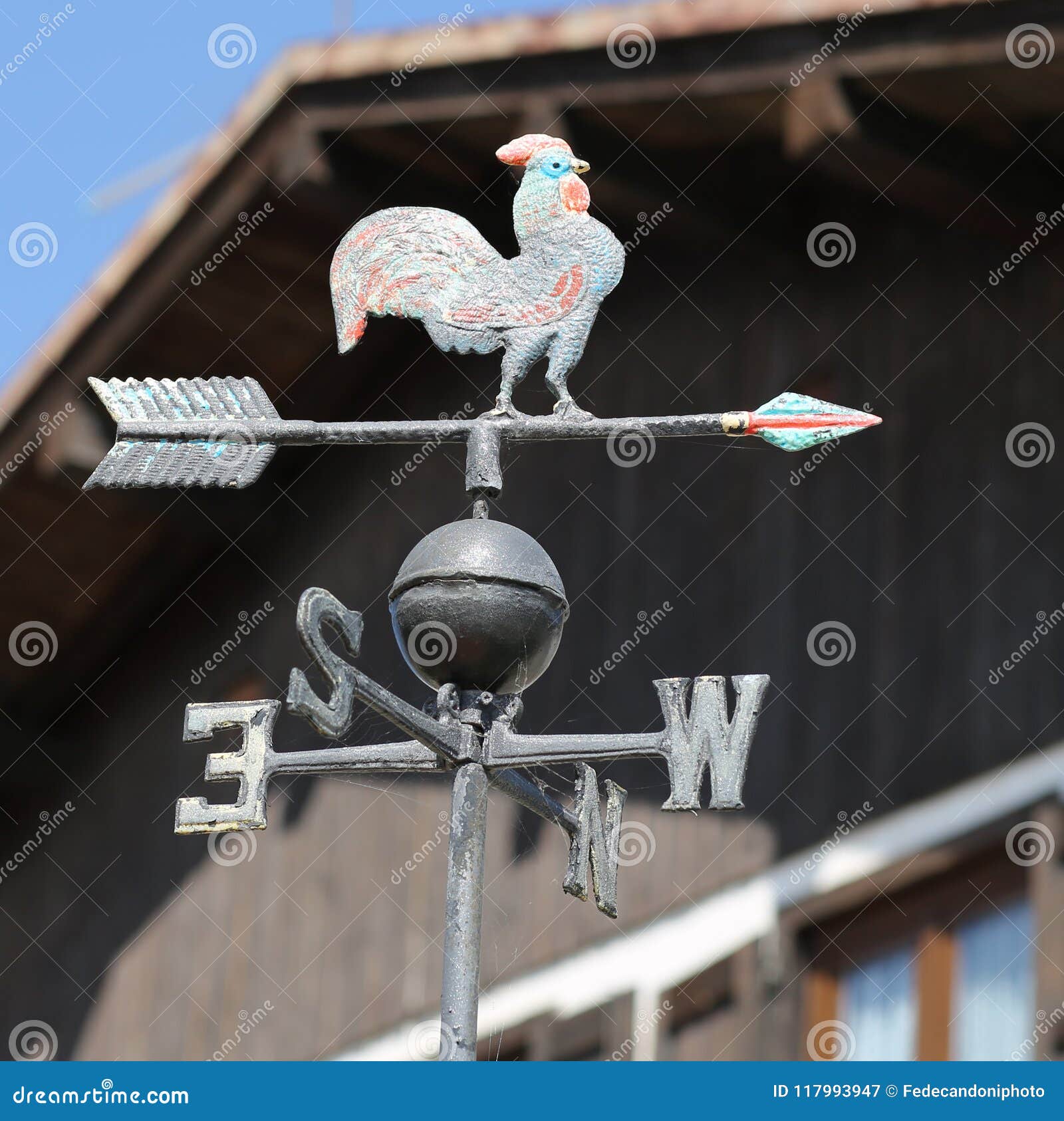 Vane with a Rooster Indicating the Wind Direction Stock Image - Image ...