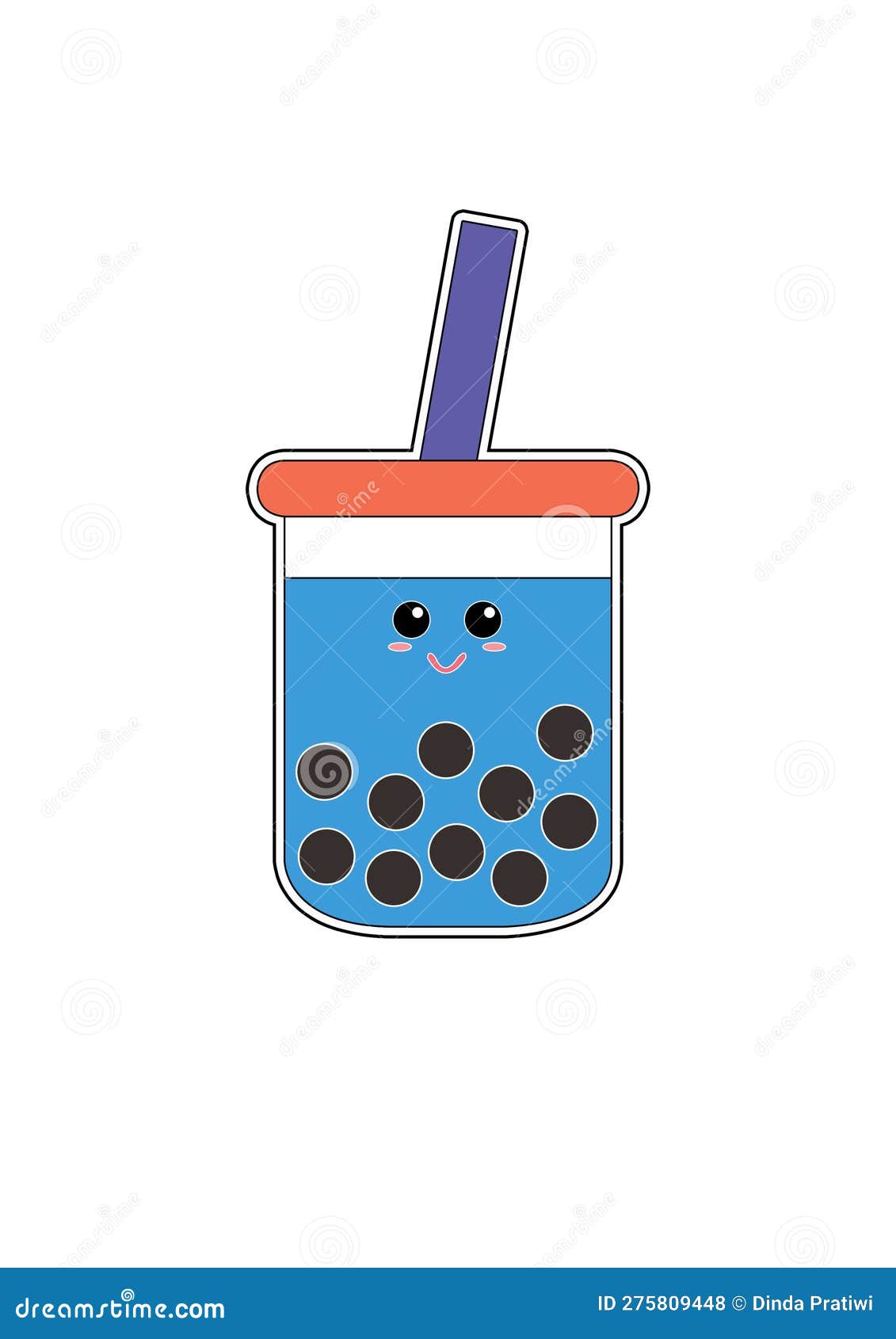A Vanilla Blue Boba Drink stock illustration. Illustration of circle ...