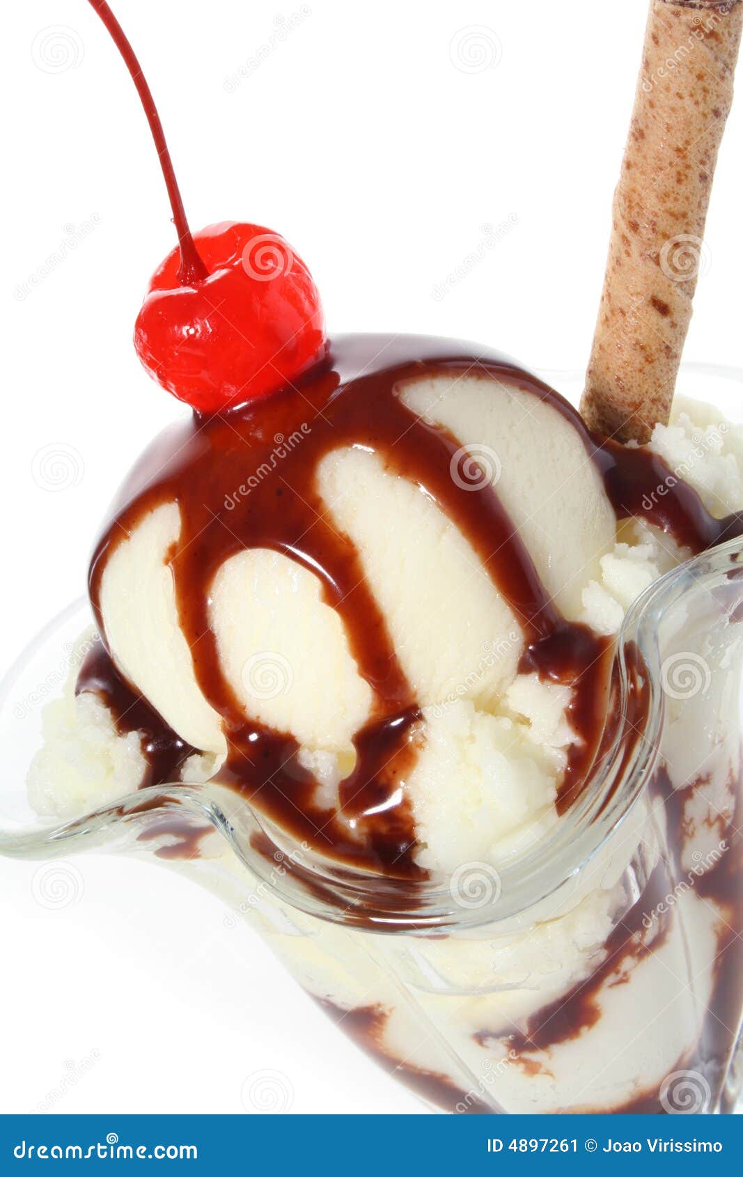 Vanilla and Chocolate Ice Cream Sundae Dessert Stock Image - Image of ...