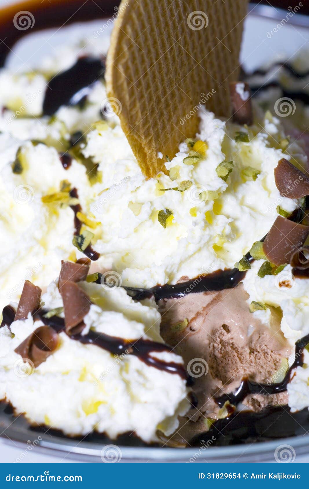 Vanilla and Chocolate Icecream Stock Photo - Image of cuisine, sauce ...