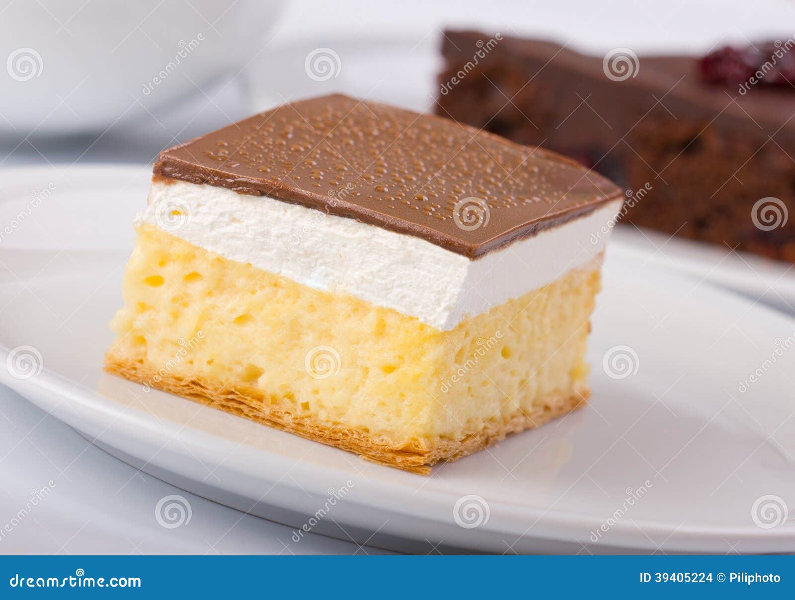 Vanilla and Custard Cream Cake Dessert Stock Photo - Image of cake ...