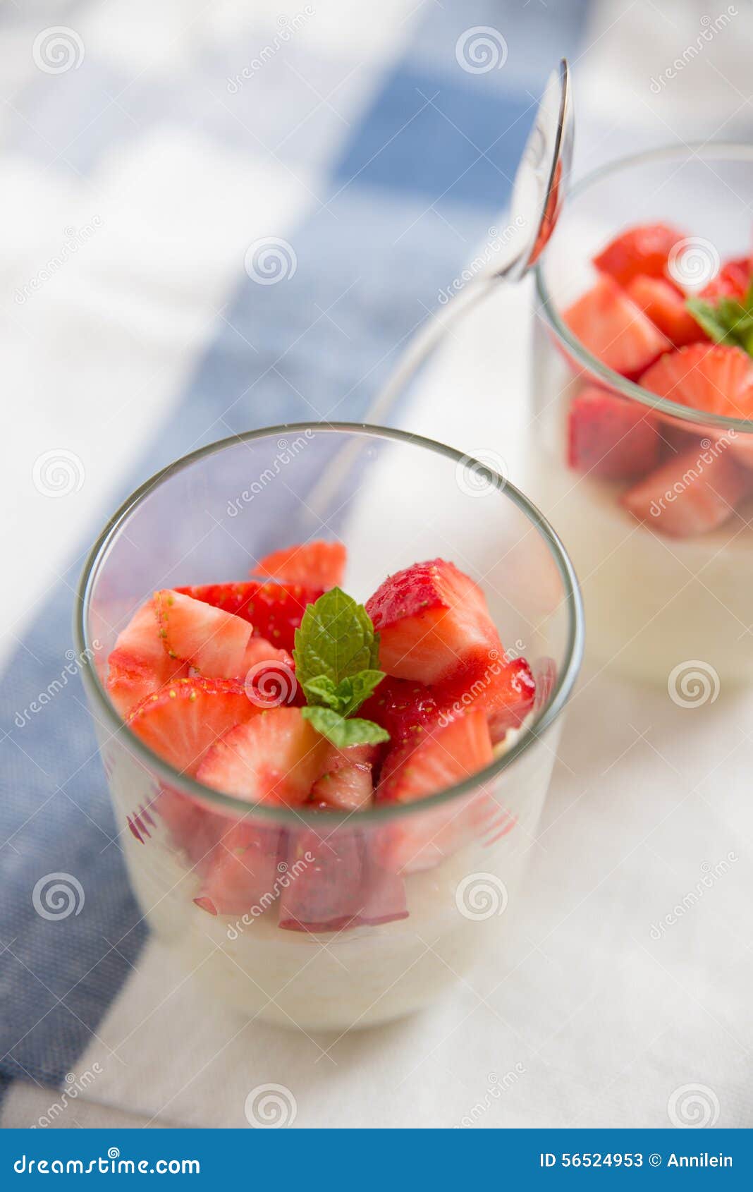 Vanilla Custard Pudding with Strawberries Stock Image - Image of ...