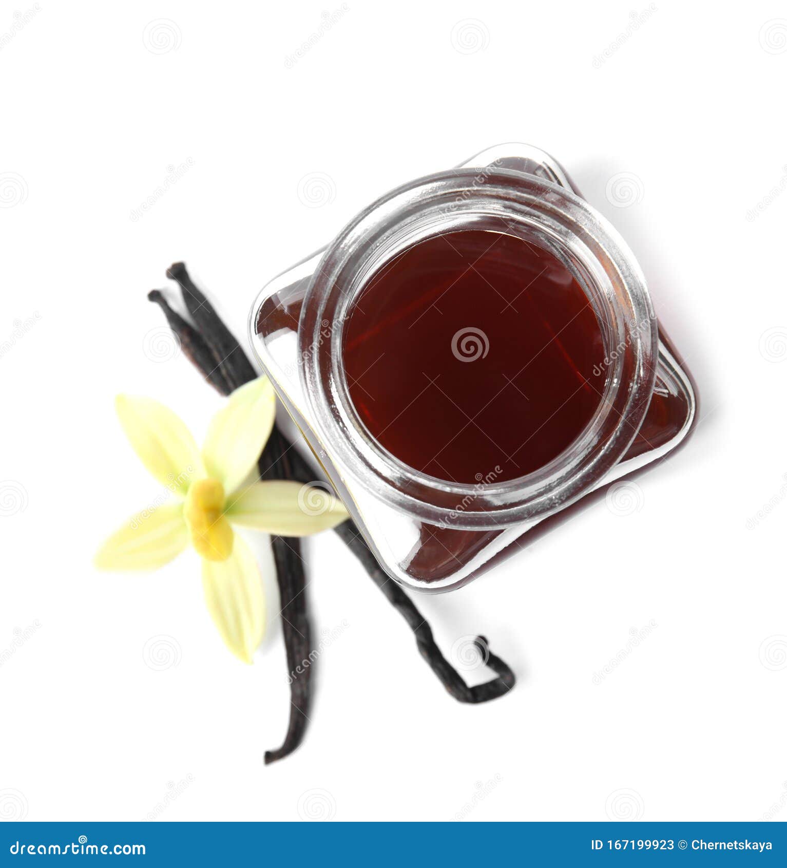 Vanilla Extract, Flower and Dry Pods Isolated on White Stock Image ...