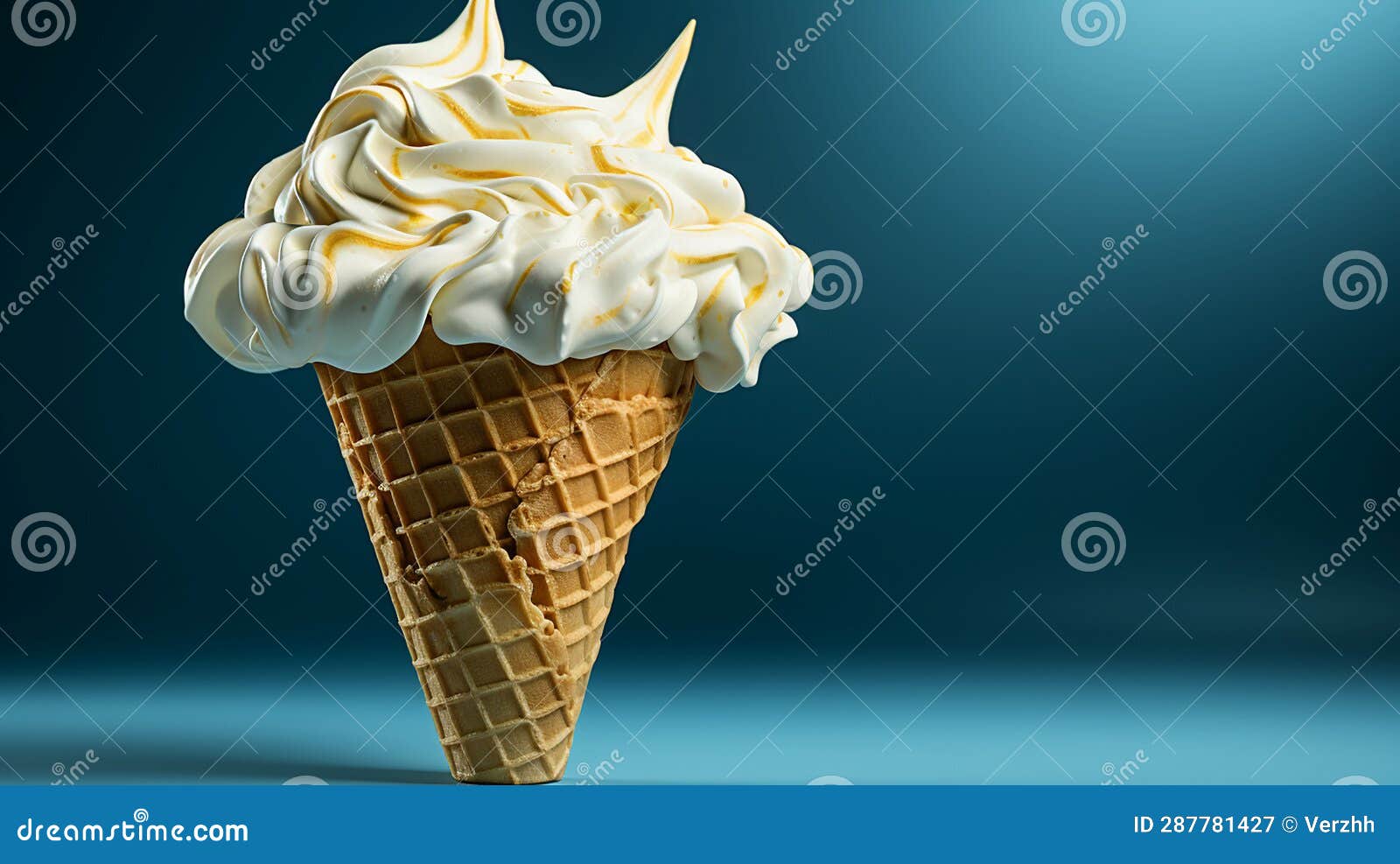 Vanilla Ice Cream on a Blue Background 1 Stock Illustration ...