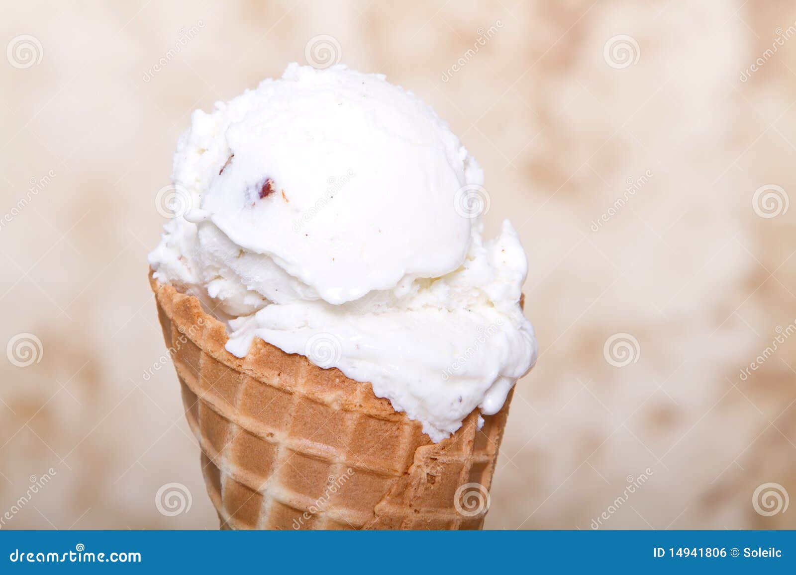 Vanilla ice cream in cone stock photo. Image of sweet - 14941806