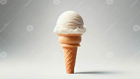 Vanilla Ice Cream Cone, Isolated on a Plain Background Stock ...